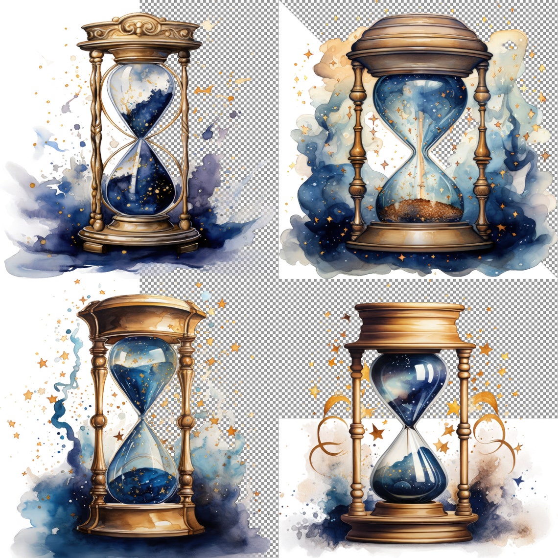Time's Passage Hourglass Clipart, Rainbow Hourglass, Watercolour ...
