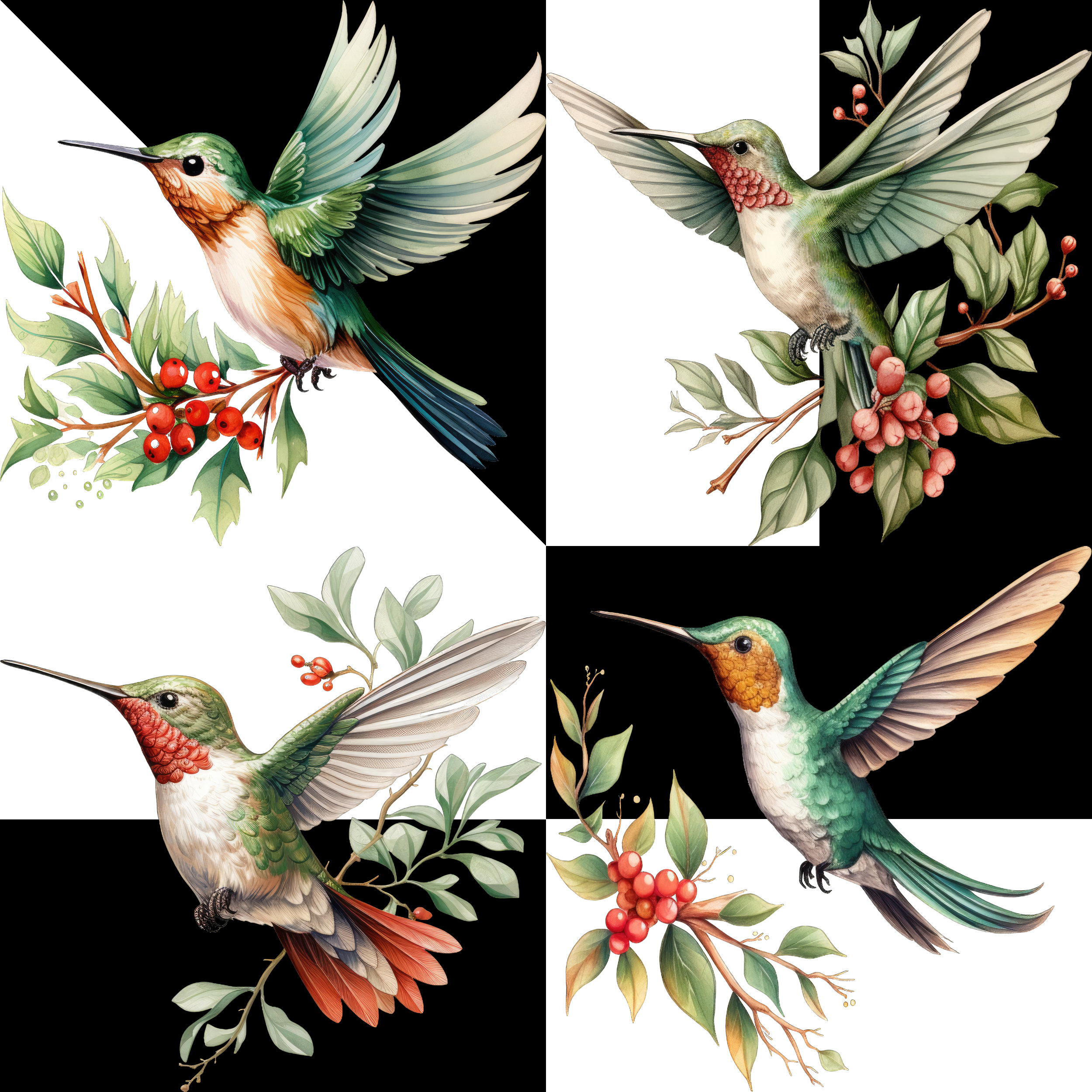 Christmas Heartwarming Hummingbird PNG Clipart,elegant Christmas ...