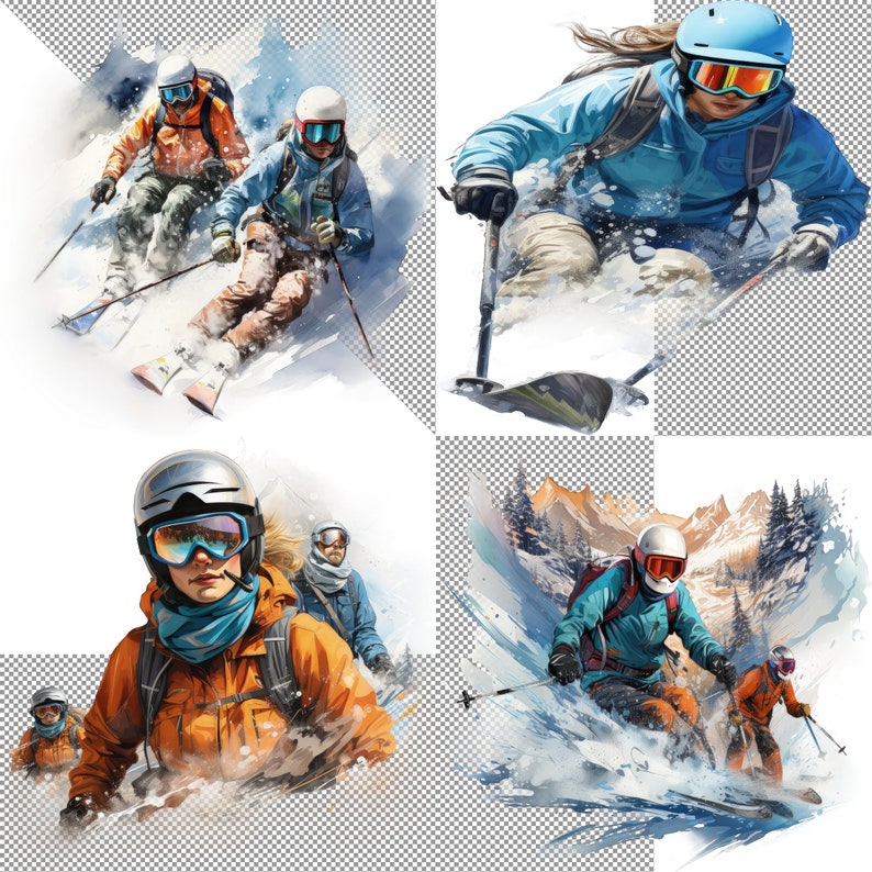 Winter Sports Wonderland Clipart, Digital Sticker for Vehicle, Snowy ...