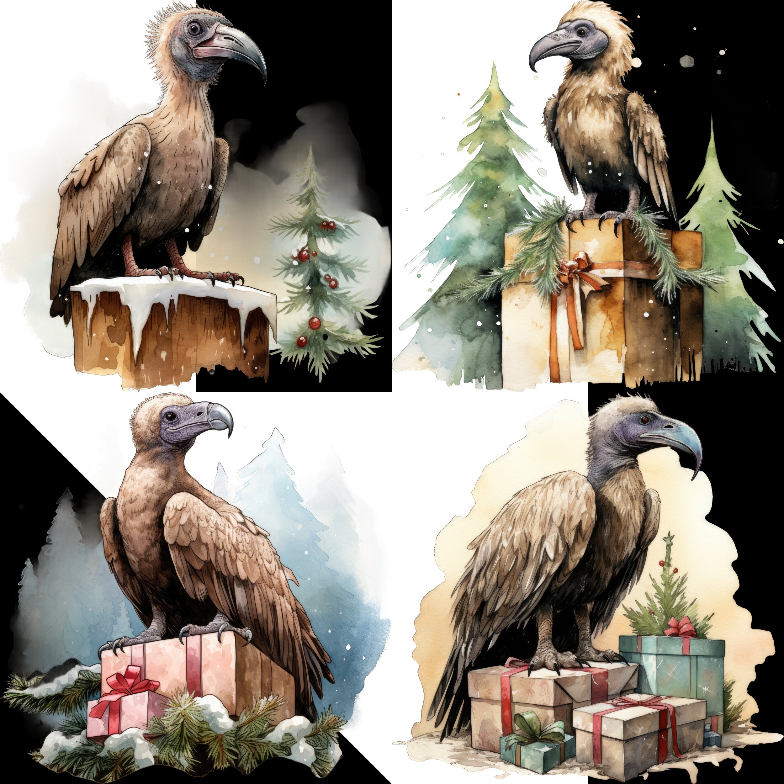 Christmas Festive Vulture PNG Clipart, Cute Vulture Christmas Graphic ...