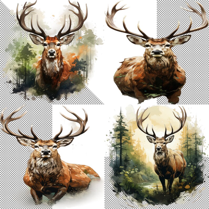 Deer's Forest Frolic, Whimsical Forest Art - Deer's Frolic Clipart ...
