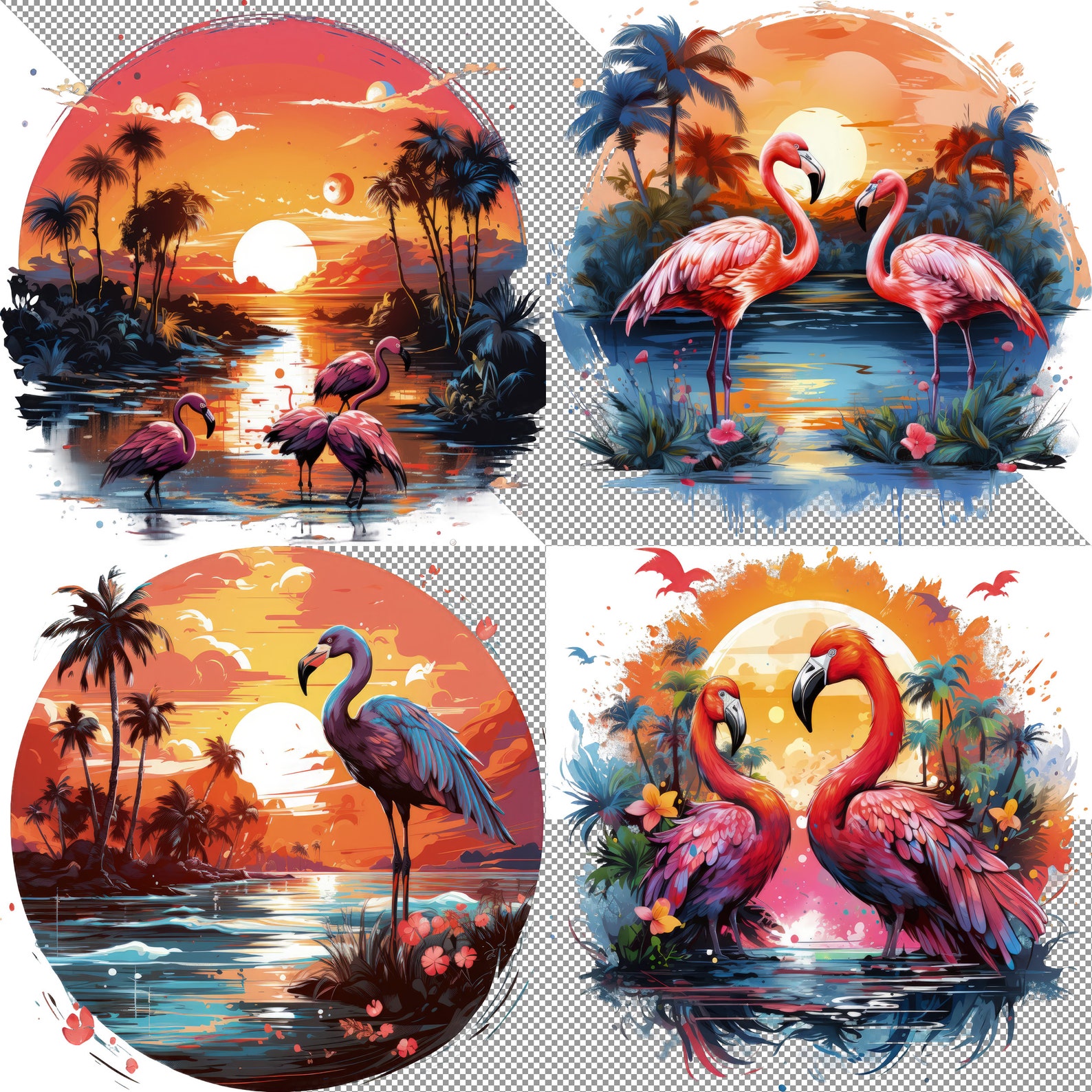 Flamingo Dancing Birds Clipart, Watercolor Flamingo Clipart, Design for ...