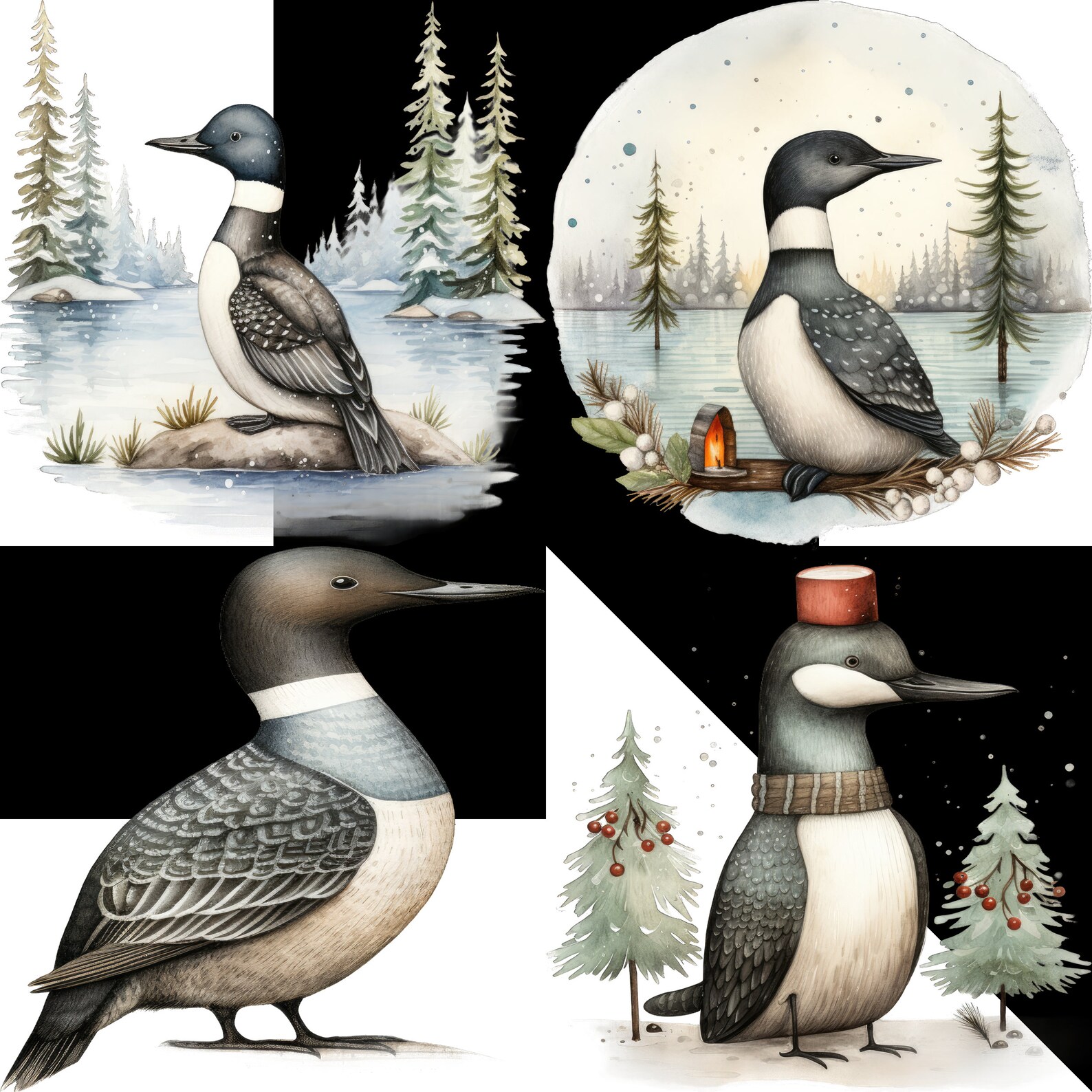 Christmas Heartwarming Loon PNG Clipart, Creative Christmas Loon ...