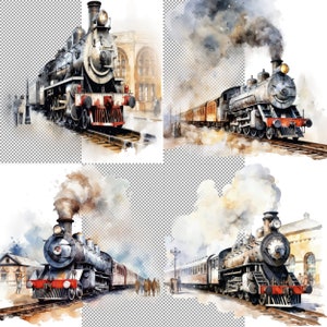 Vintage Steam Train Clipart,watercolor Illustration,art for Download ...