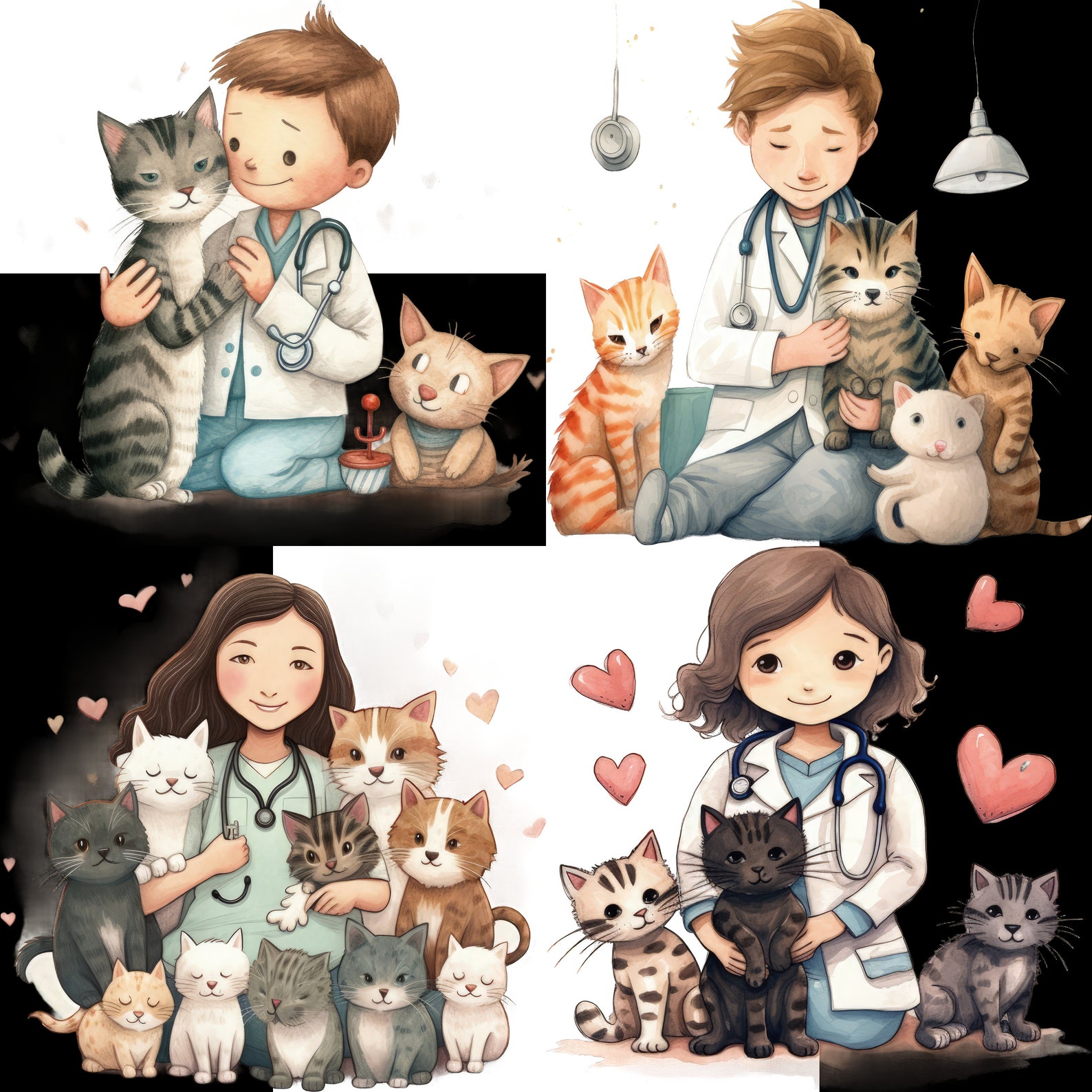 Warm-hearted Veterinarian Clipart, Compassionate Animal Doctor ...