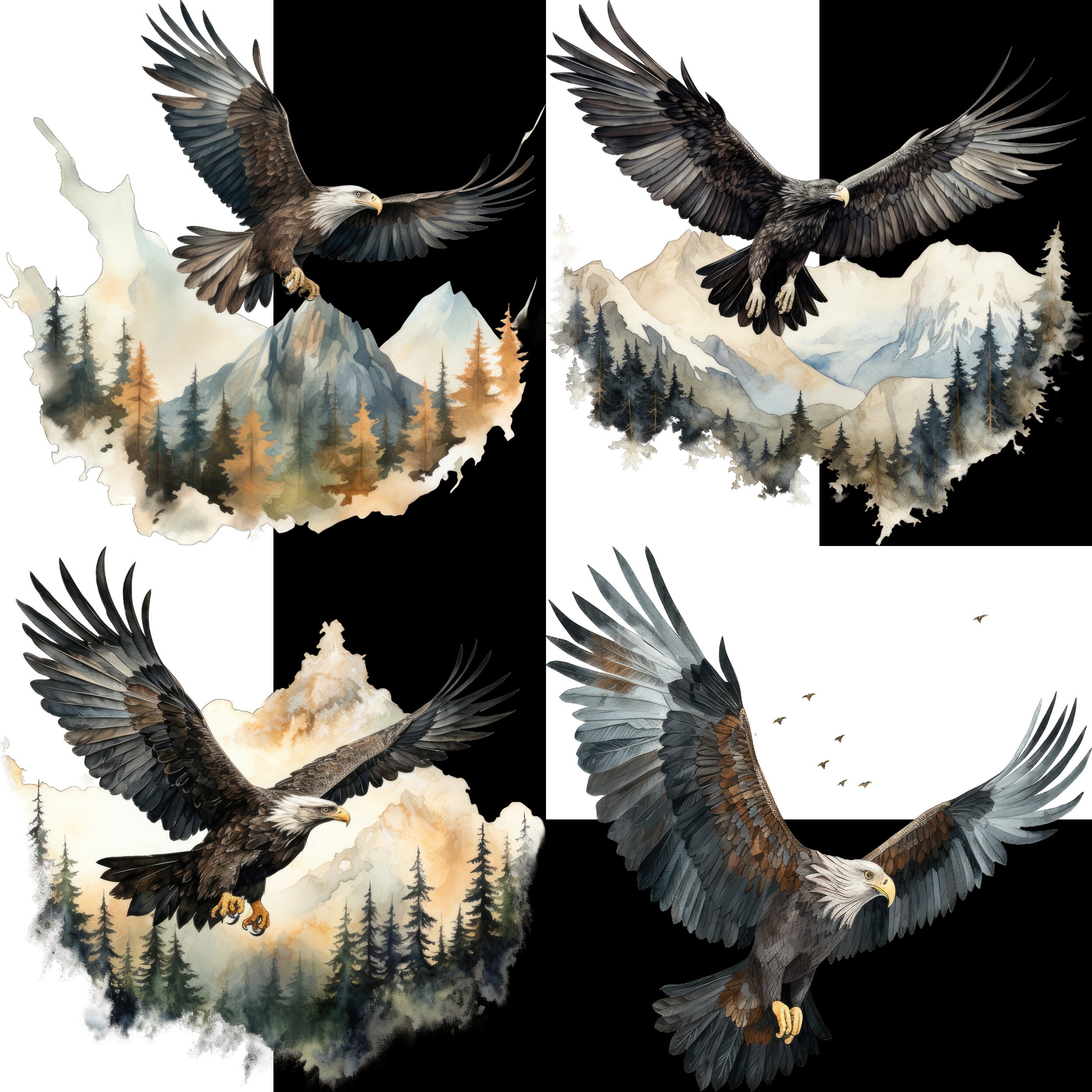 Halloween Chilling Eagle Soaring Over Haunted Mountains PNG Clipart ...