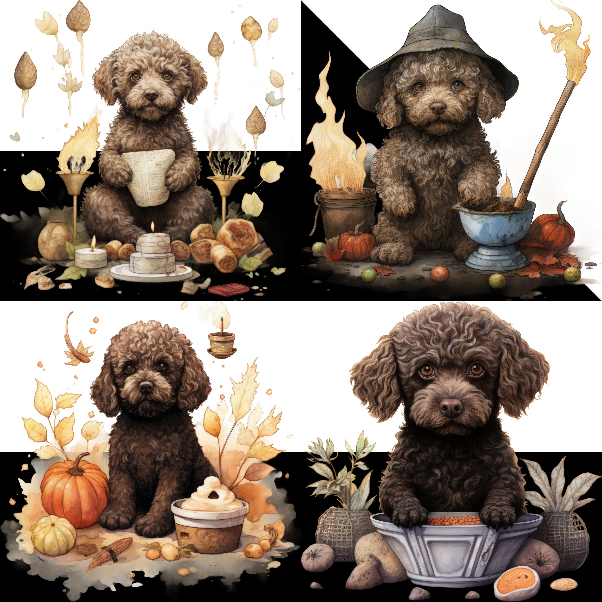 Spooky Lagotto Romagnolo Clipart, Halloween Dog Clip Art, Spooky ...