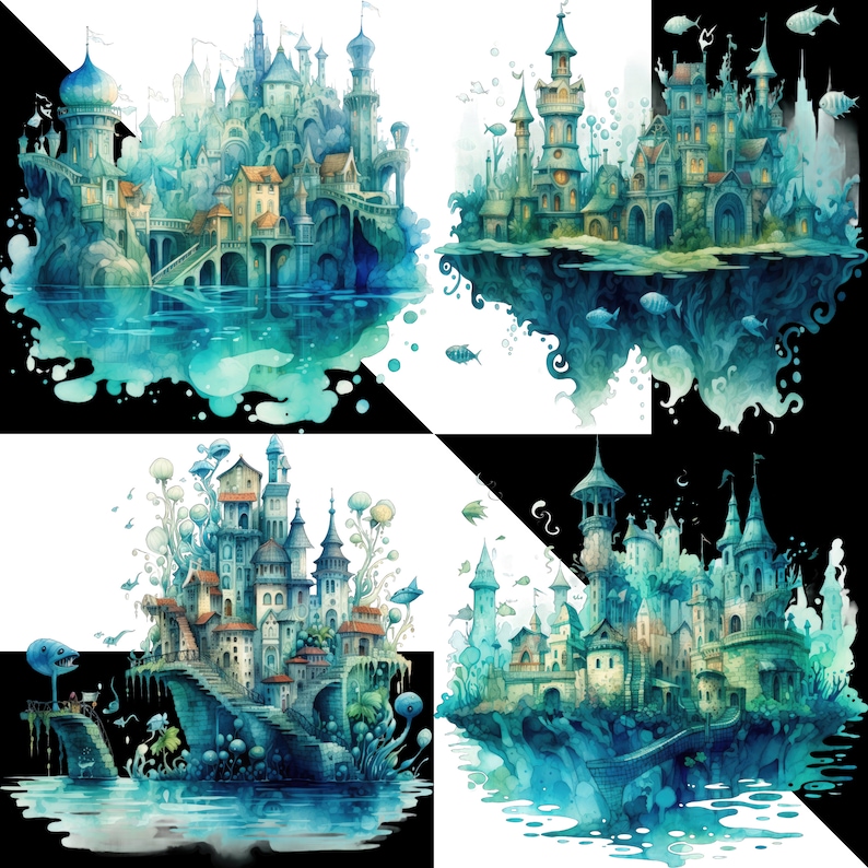 Underwater City Clipart,: Submerged Cityscape, Underwater City Clipart ...