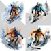 Snowboarder's Descent Clipart, Watercolor Winter Sports Clipart ...