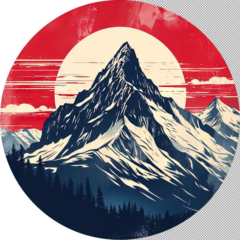 Swiss Mountain Peak Flag Badge Design, Swiss Alps Wall Art Watercolor ...