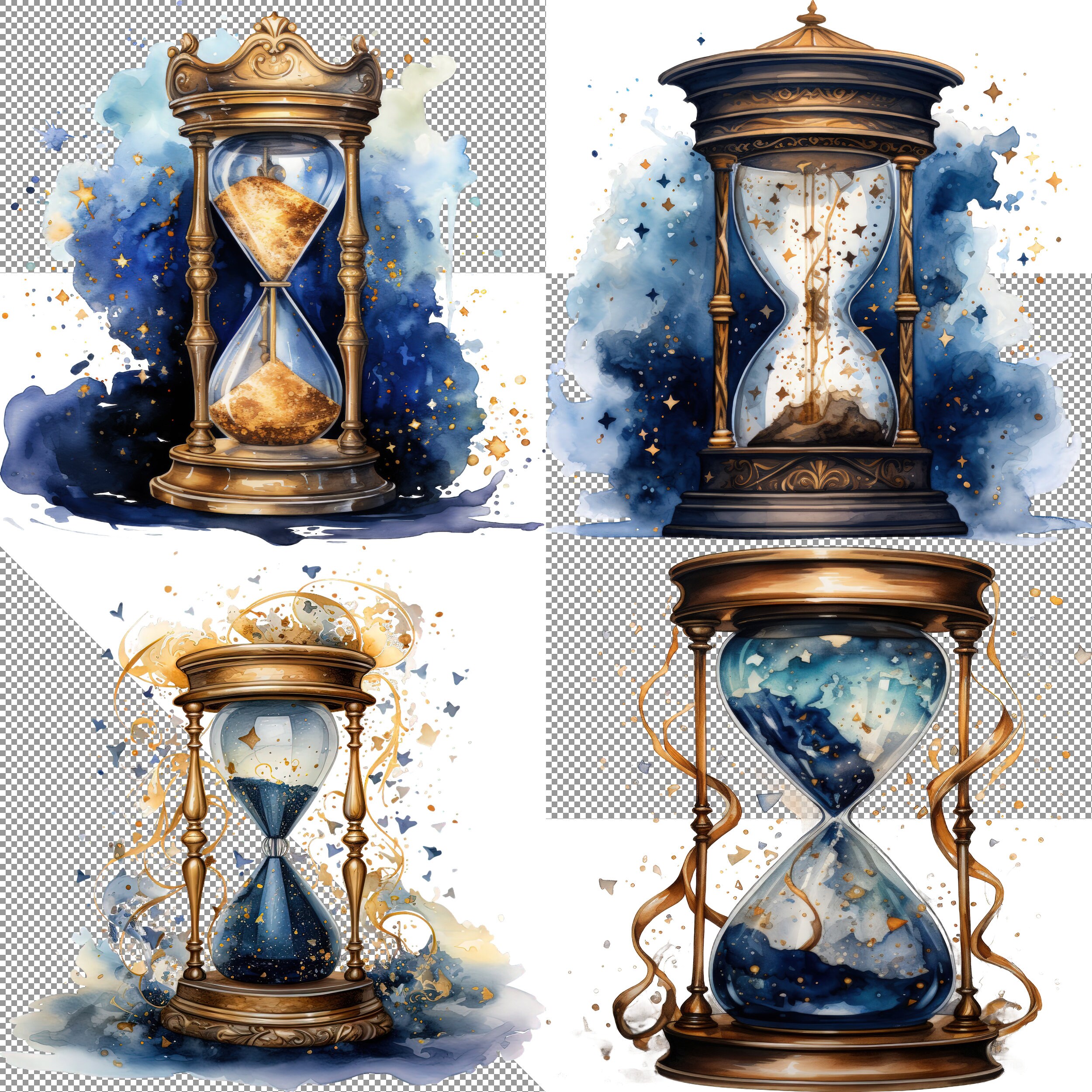 Time's Passage Hourglass Clipart, Rainbow Hourglass, Watercolour ...