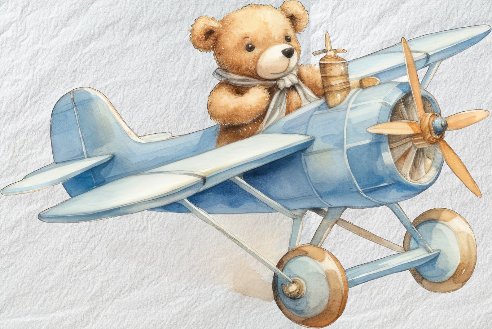 Teddy Bear Driving a Baby Blue Vintage Airplane PNG Clipart, Teddy Bear ...