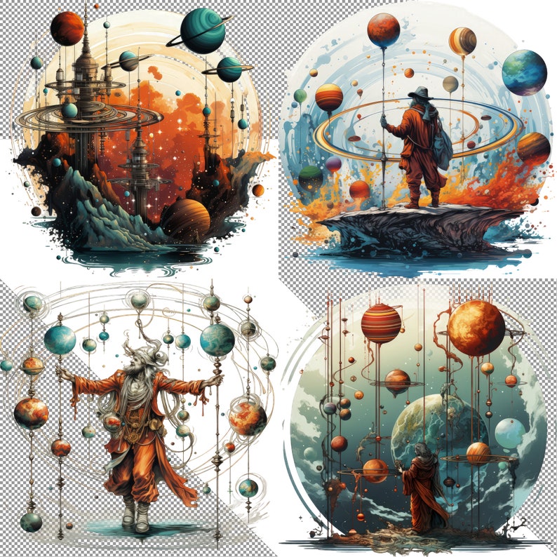 Celestial Circus Clipart, Digital Celestial Circus Art, Astronomical ...