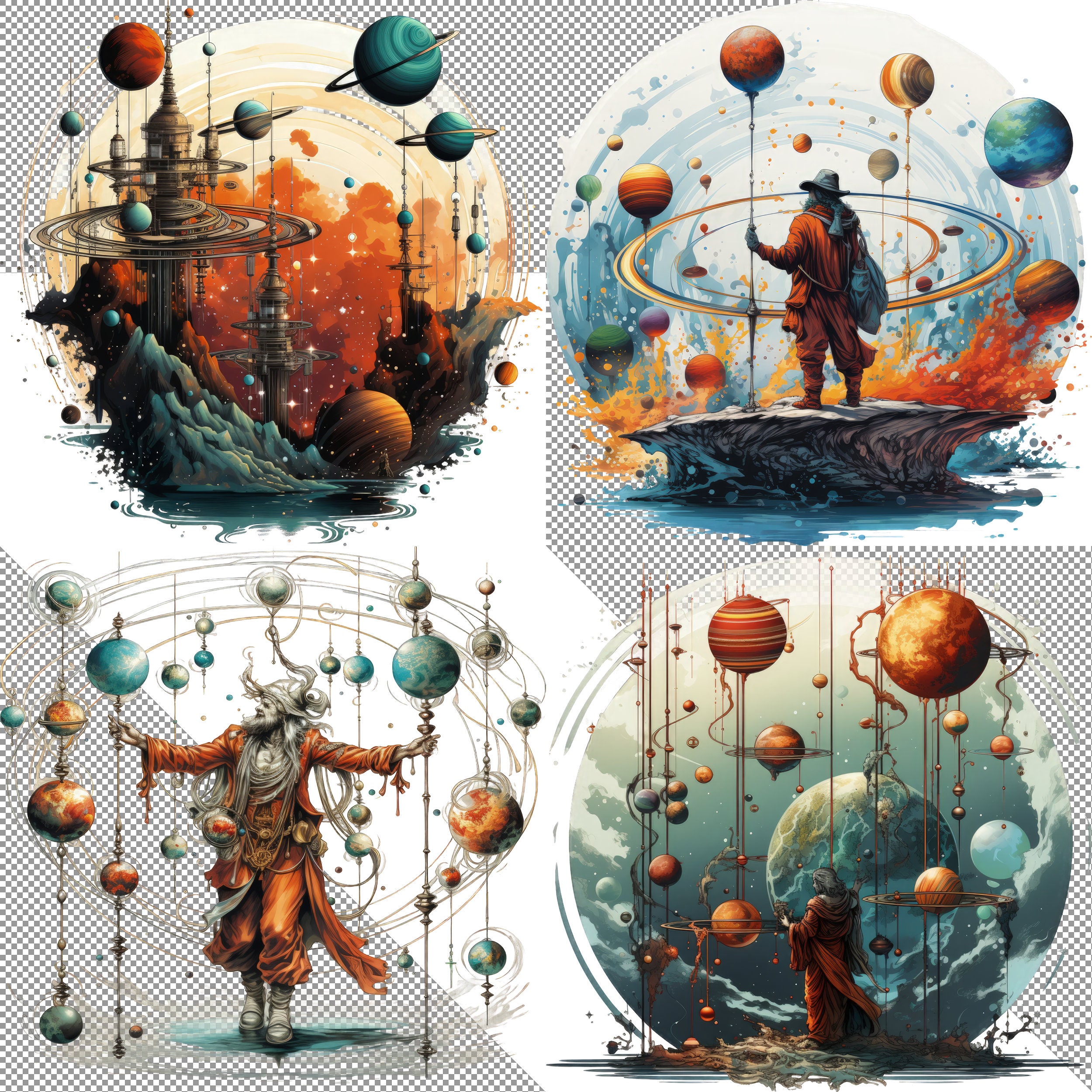 Celestial Circus Clipart, Digital Celestial Circus Art, Astronomical ...