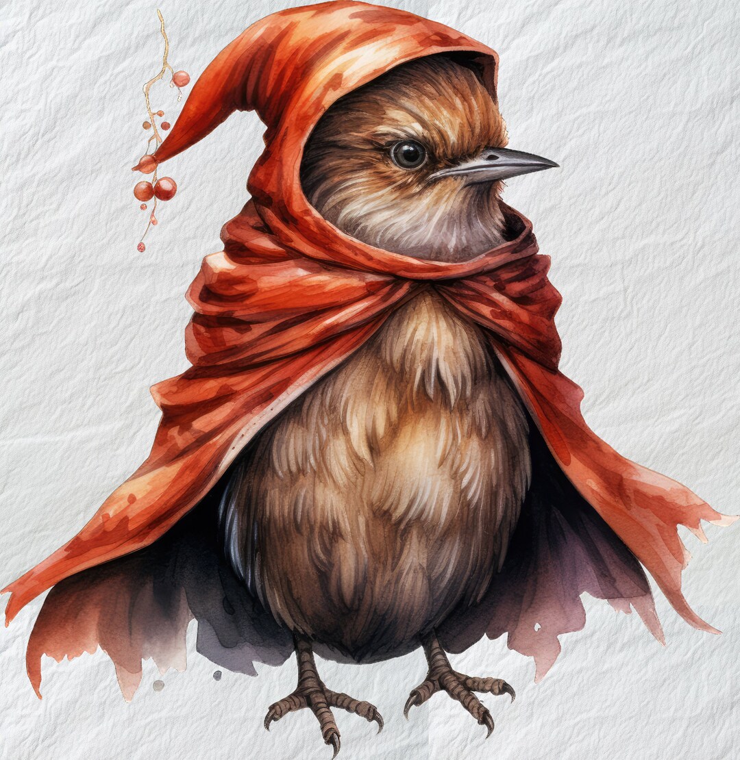 Red Wren in Halloween Costume Watercolor PNG Clipart,watercolor Red ...