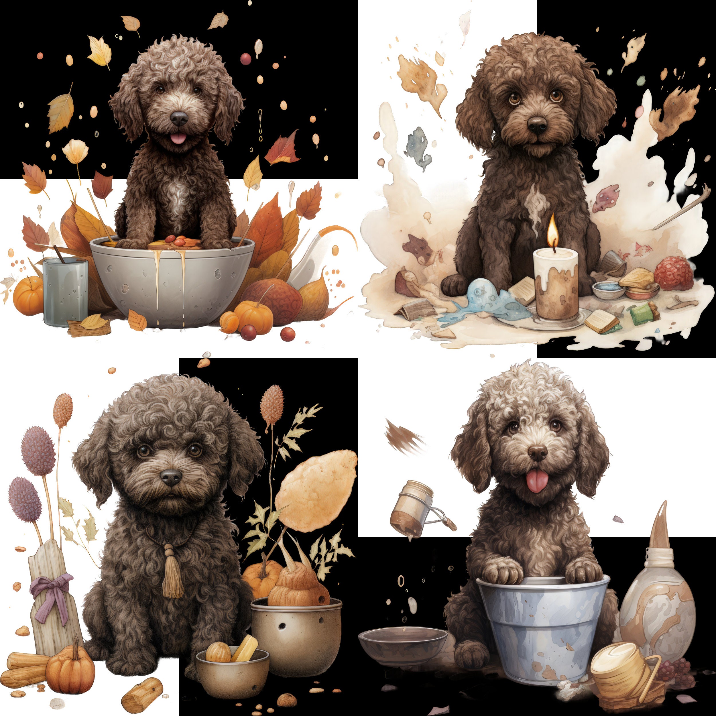 Spooky Lagotto Romagnolo Clipart, Halloween Dog Clip Art, Spooky ...