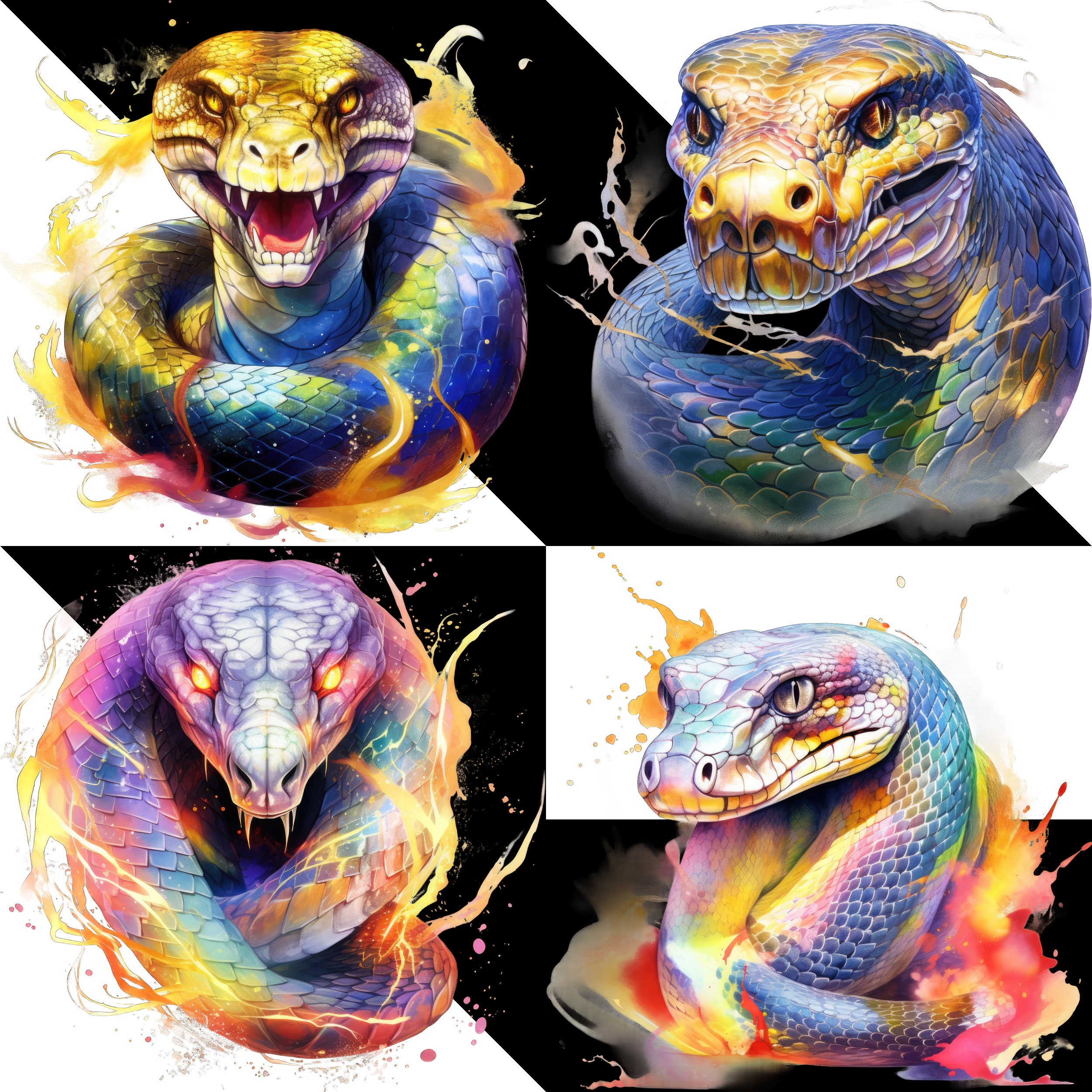 Anaconda Lightning Clipart, Anaconda in Lightning Storm, Jungle Reptile ...