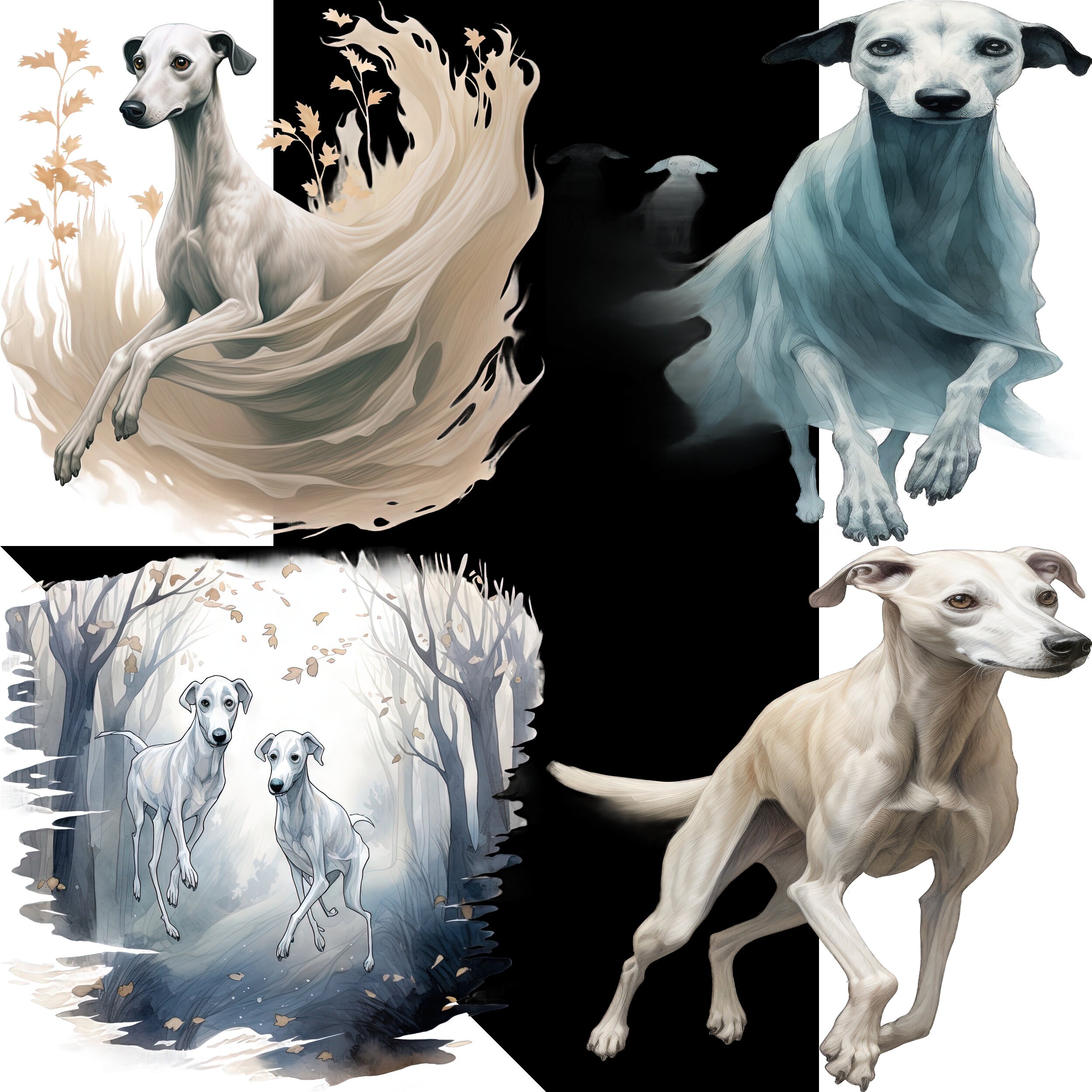 Haunting Whippet Ghost Apparitions Clipart, Ghostly Whippet Clip Art ...