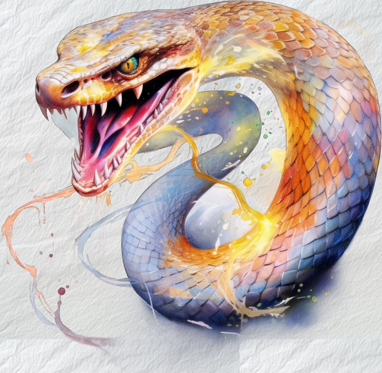 Snake's Electric Slither, Serpent Energy Illustration,vibrant Snake ...