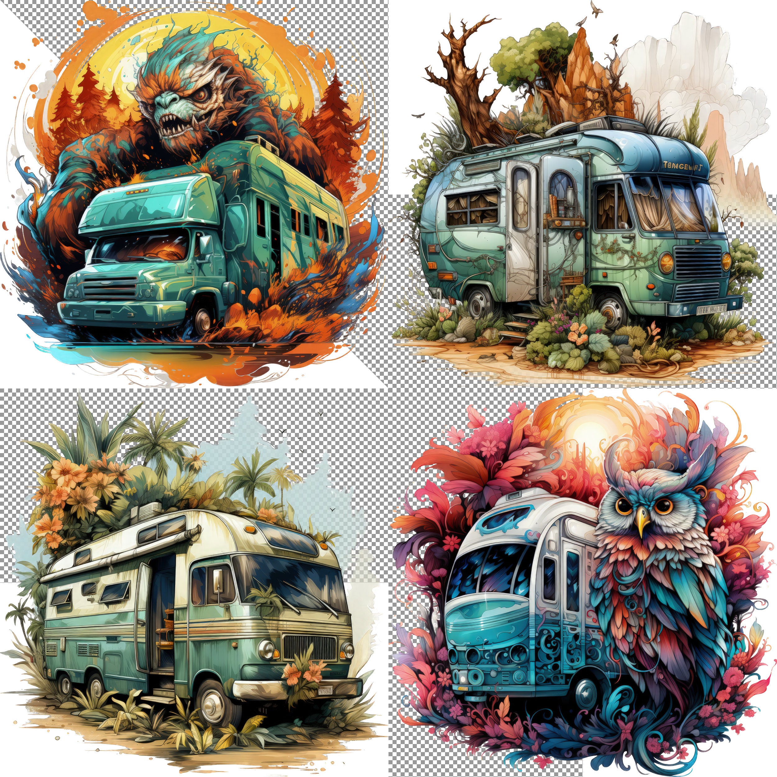 Fantastic Beasts Caravan Clipart, Digital Celebrating Future Tech Art ...