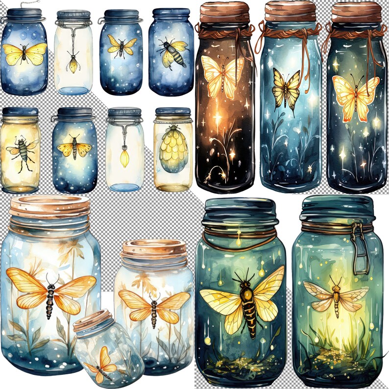 Firefly Jars Watercolor Clipart, Craft for Kids Printable, Picture for ...
