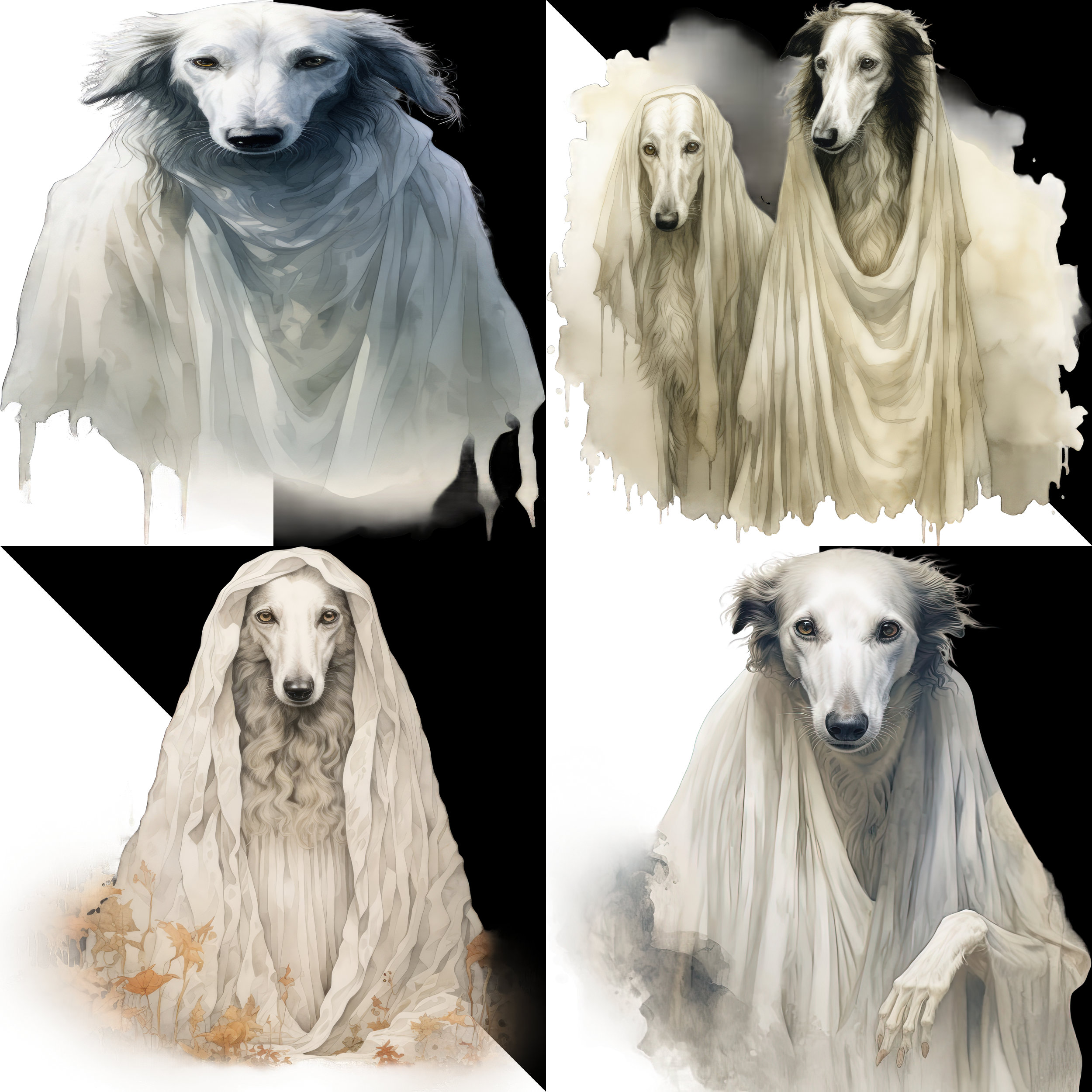 Spooky Borzoi Halloween PNG, Ghost Dog Halloween,eerie Borzoi Halloween PNG Clipart ,creepy Dog ...