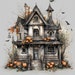 Haunted Houses Halloween Clipart Art for A Halloween Print - Etsy