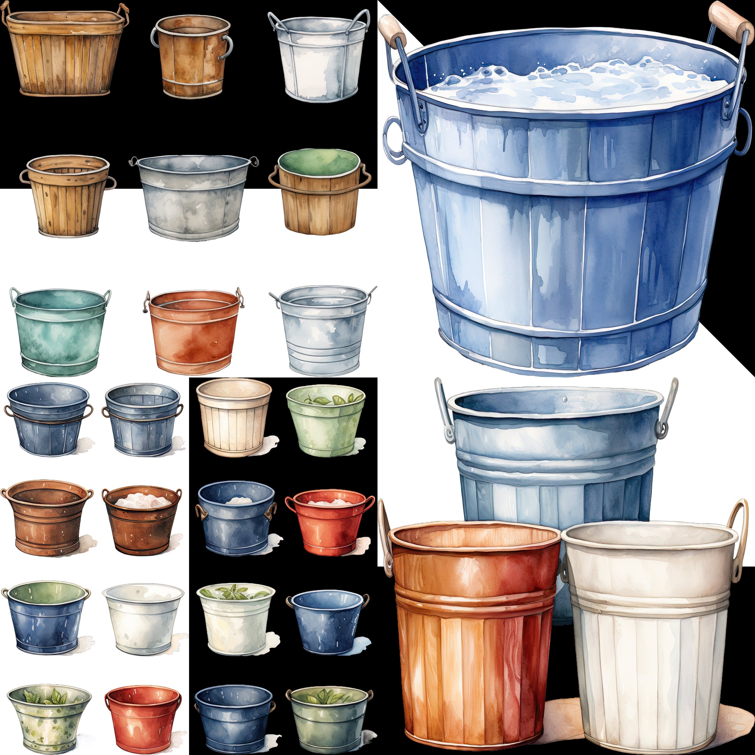 Vantage Fashioned Wash Tubs Homemaking PNG Clipart,laundry Decor ...