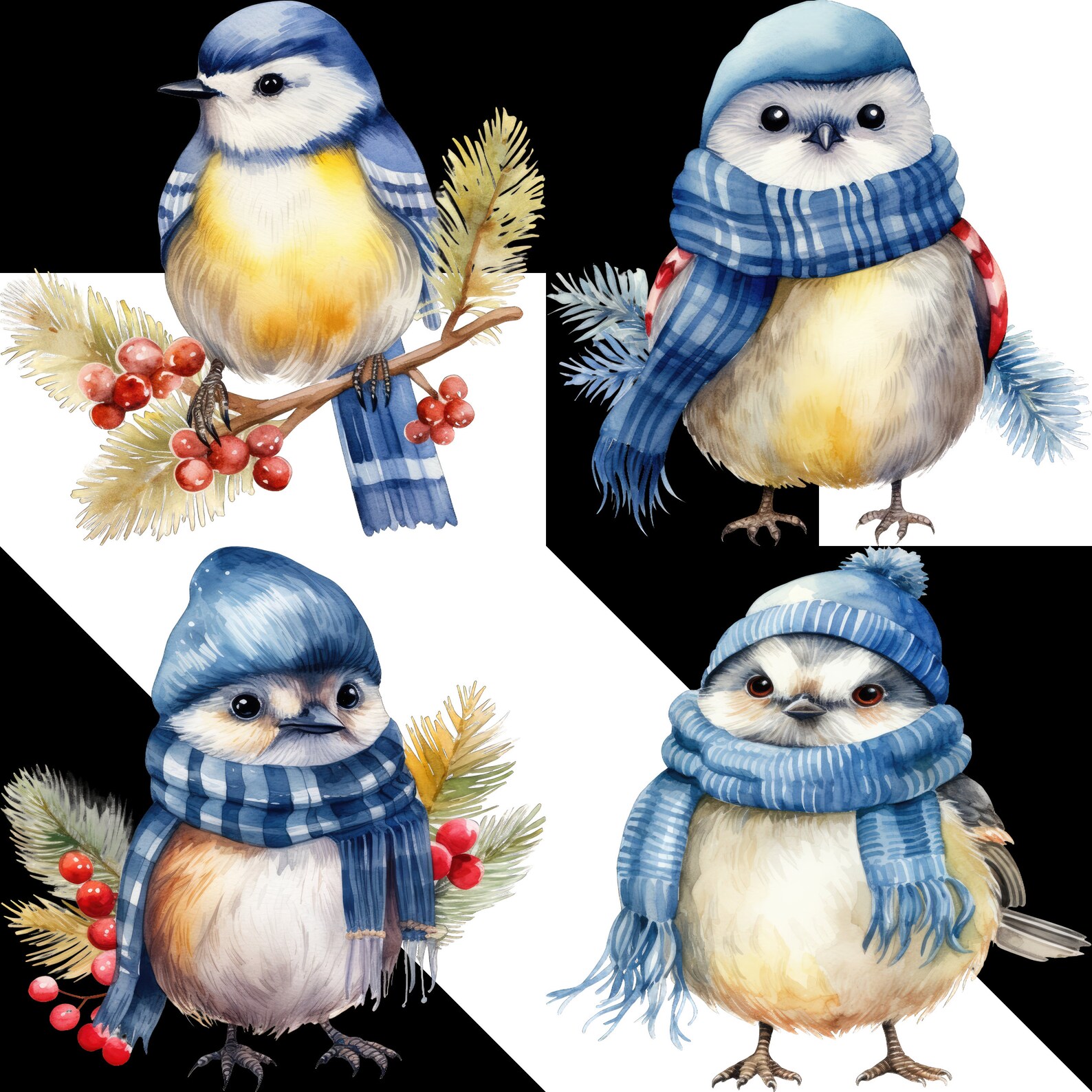 Christmas Winter Clothes Gray Bluetit PNG Clipart, Christmas Blue ...