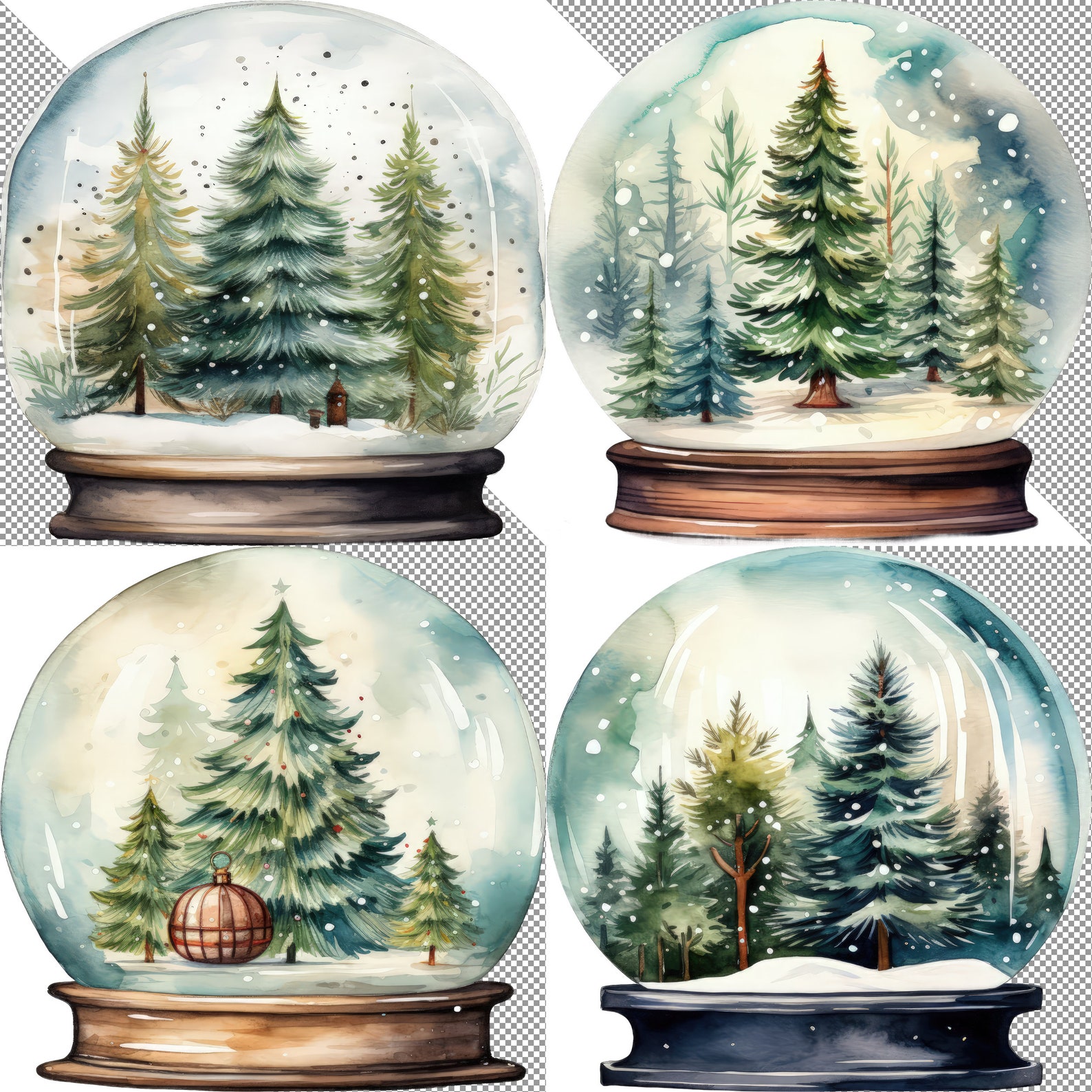 Christmas Tree Snow Globe Clipart Designs for Church Designs - Etsy