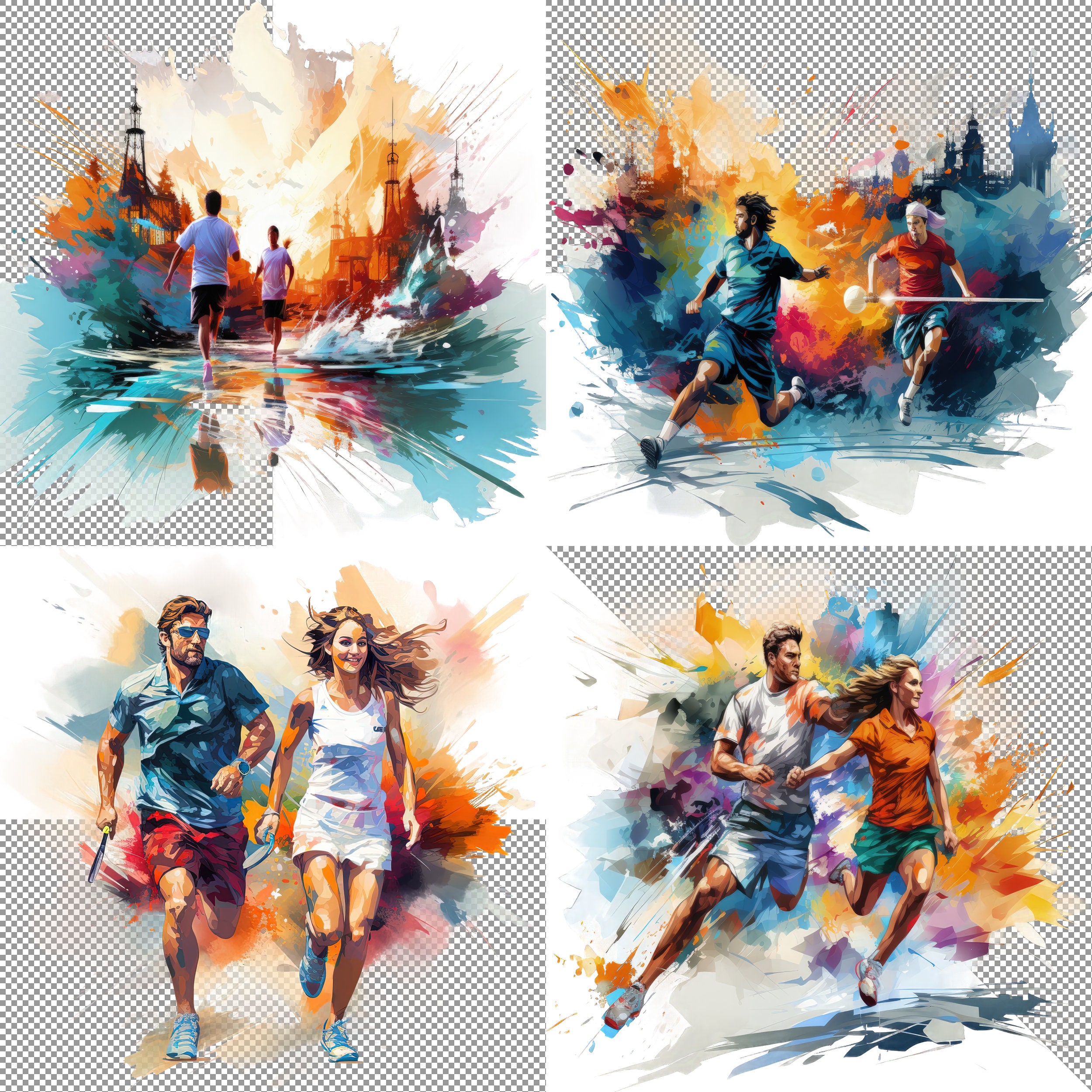 Watercolor Tennis Clipart Set, Tennis Poses, Watercolor Tennis Player ...