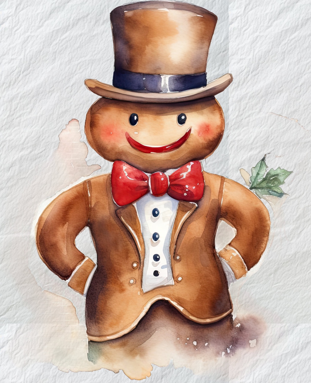 Watercolor Gingerbread Man With Cook Hat PNG Clipart, Watercolor ...