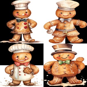 Watercolor Gingerbread Man With Cook Hat PNG Clipart, Watercolor ...