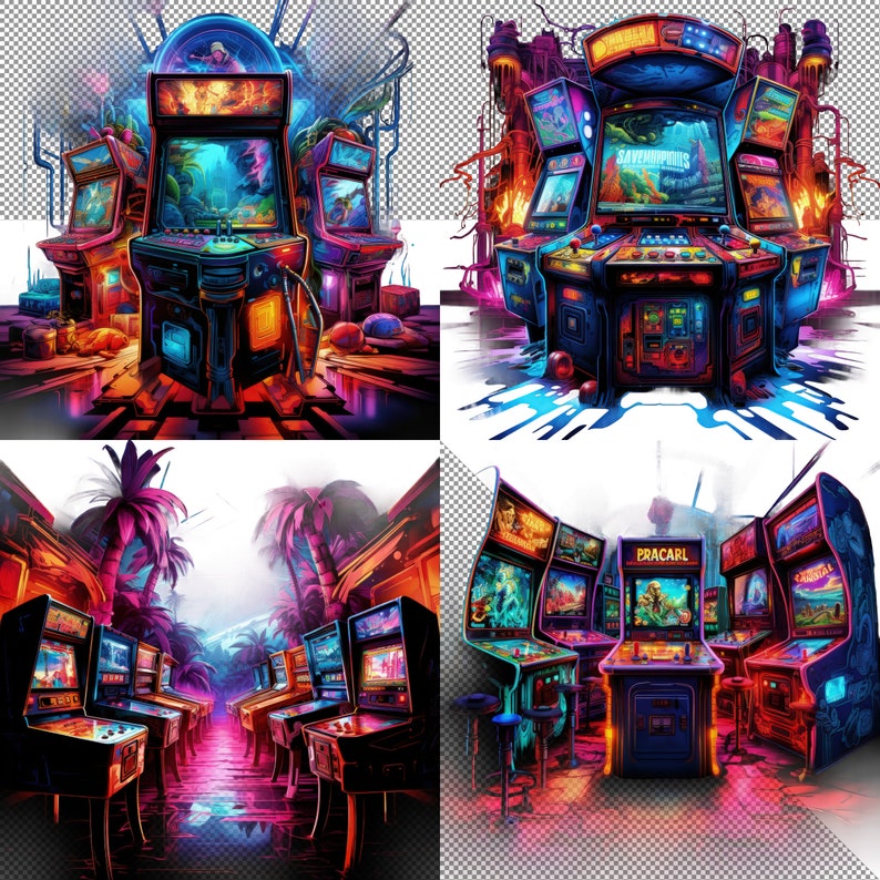 Retro Game Arcade Clipart, Nostalgia Arcade Clipart Set: Classic Games ...