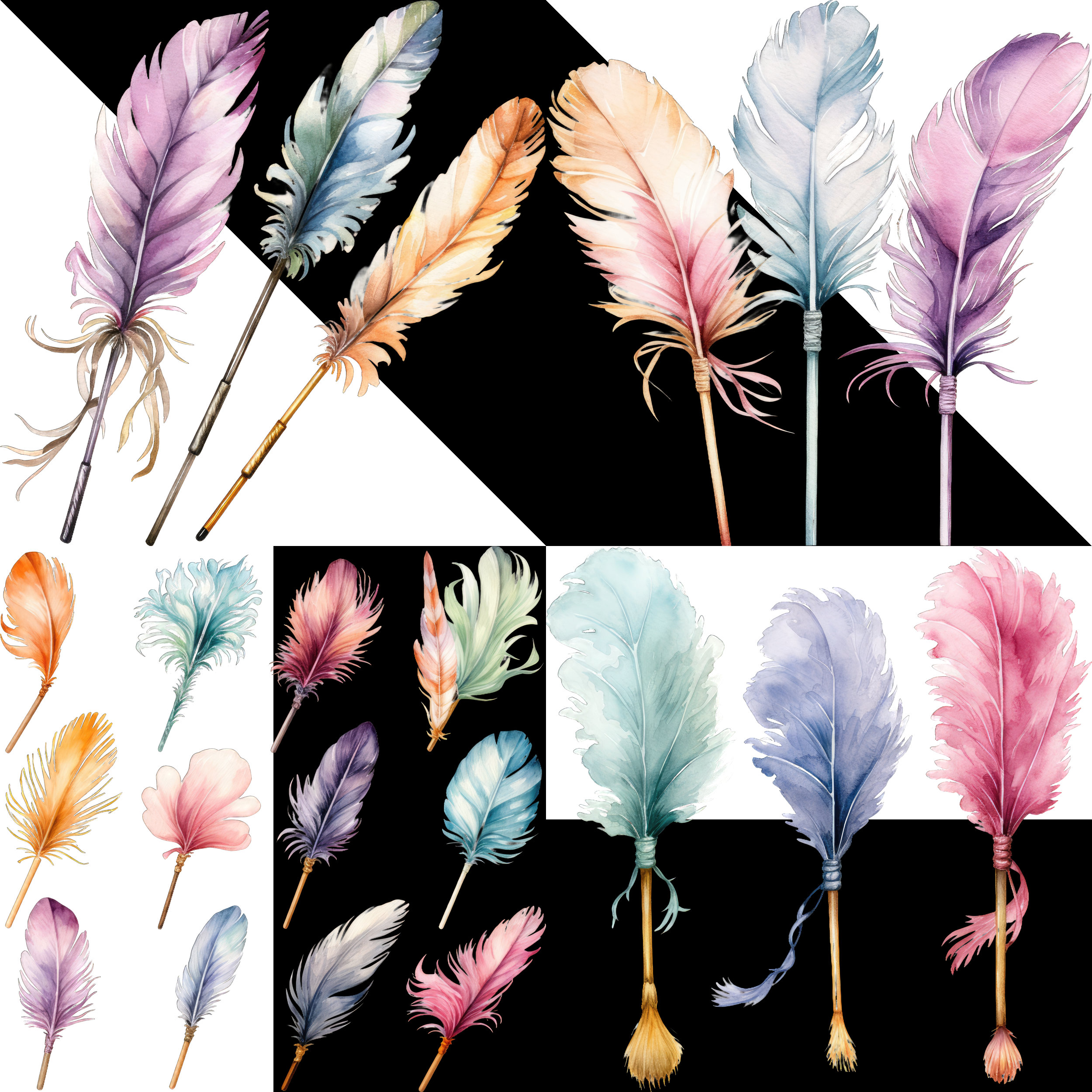 Vantage Feather Dusters on White Background PNG Clipart,vintage ...