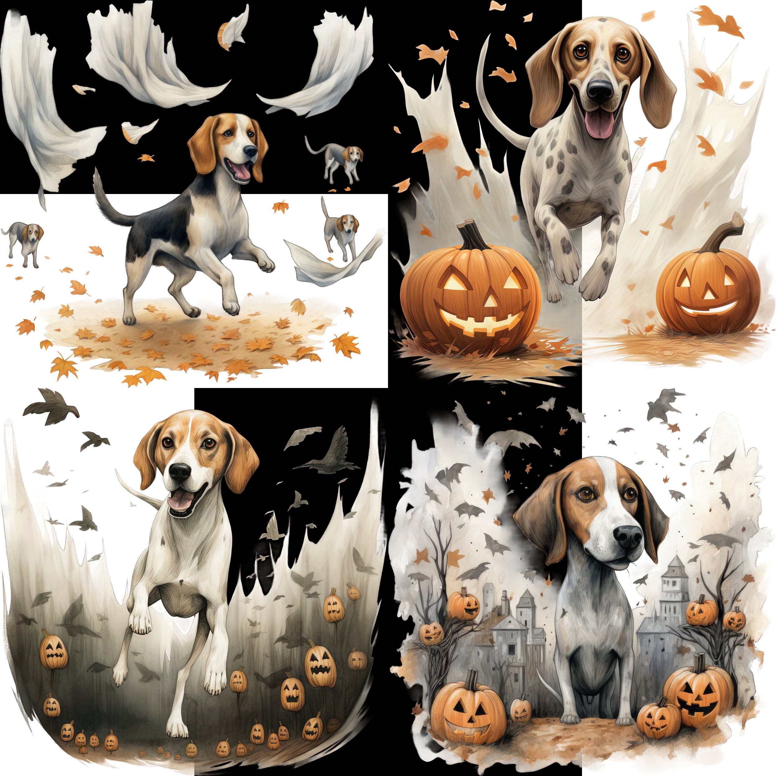Spooky American Foxhound Halloween PNG, Creepy American Foxhound ...
