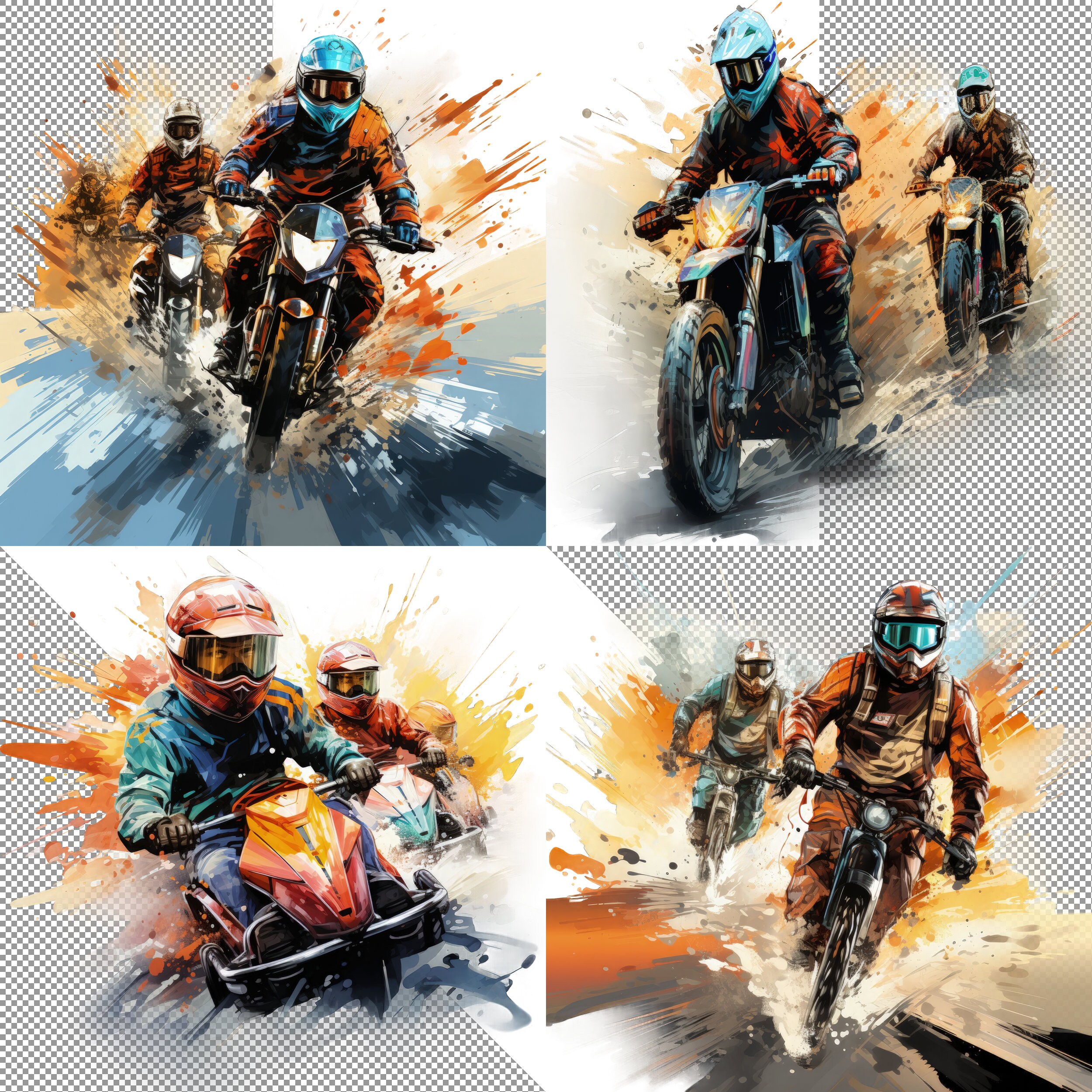 Speedway Shadows Racers Clipart, Motorbike Print PNG, Moto Racing ...