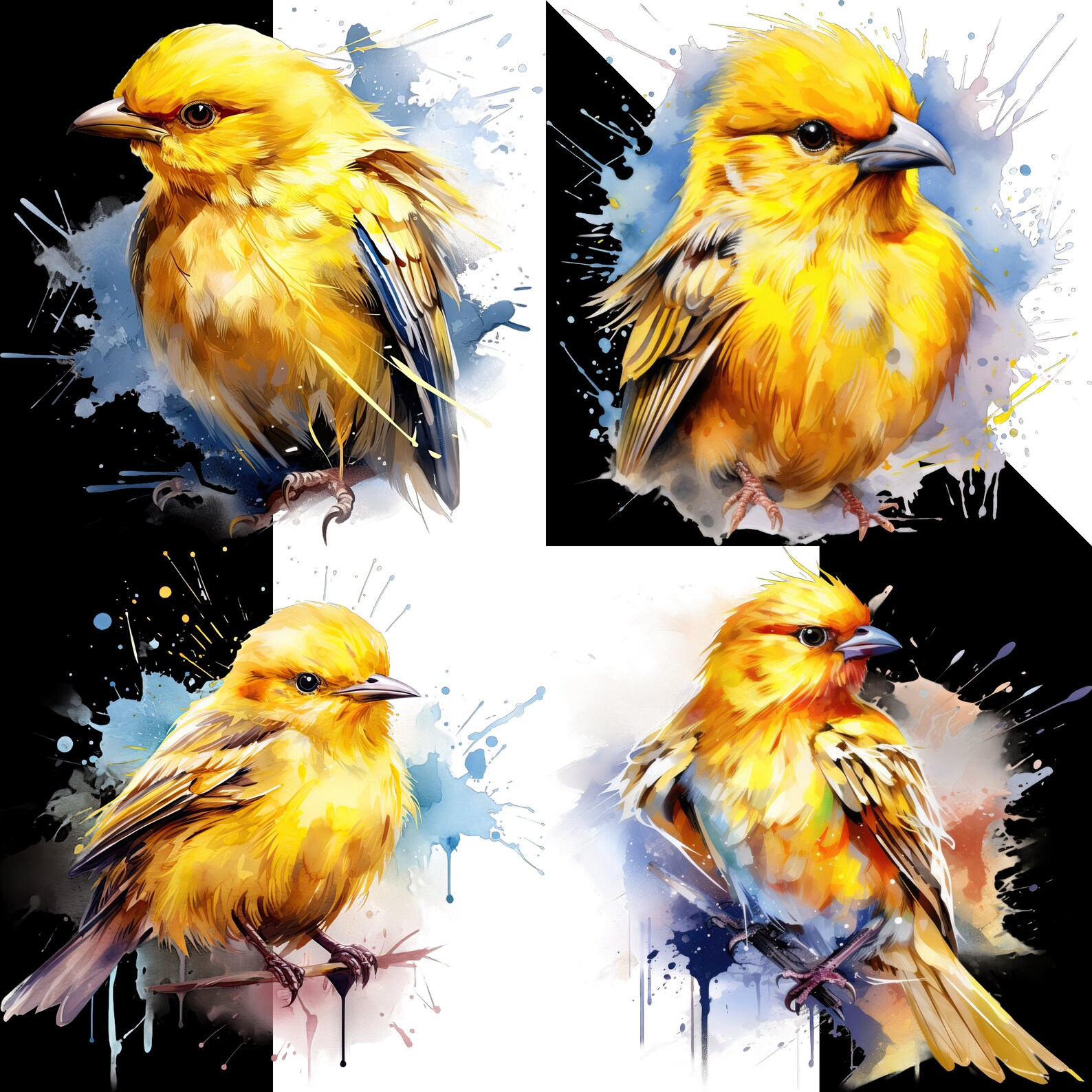 Canary's Melodic Lightning,bird Wall Art,nature Canary Art,melodic ...