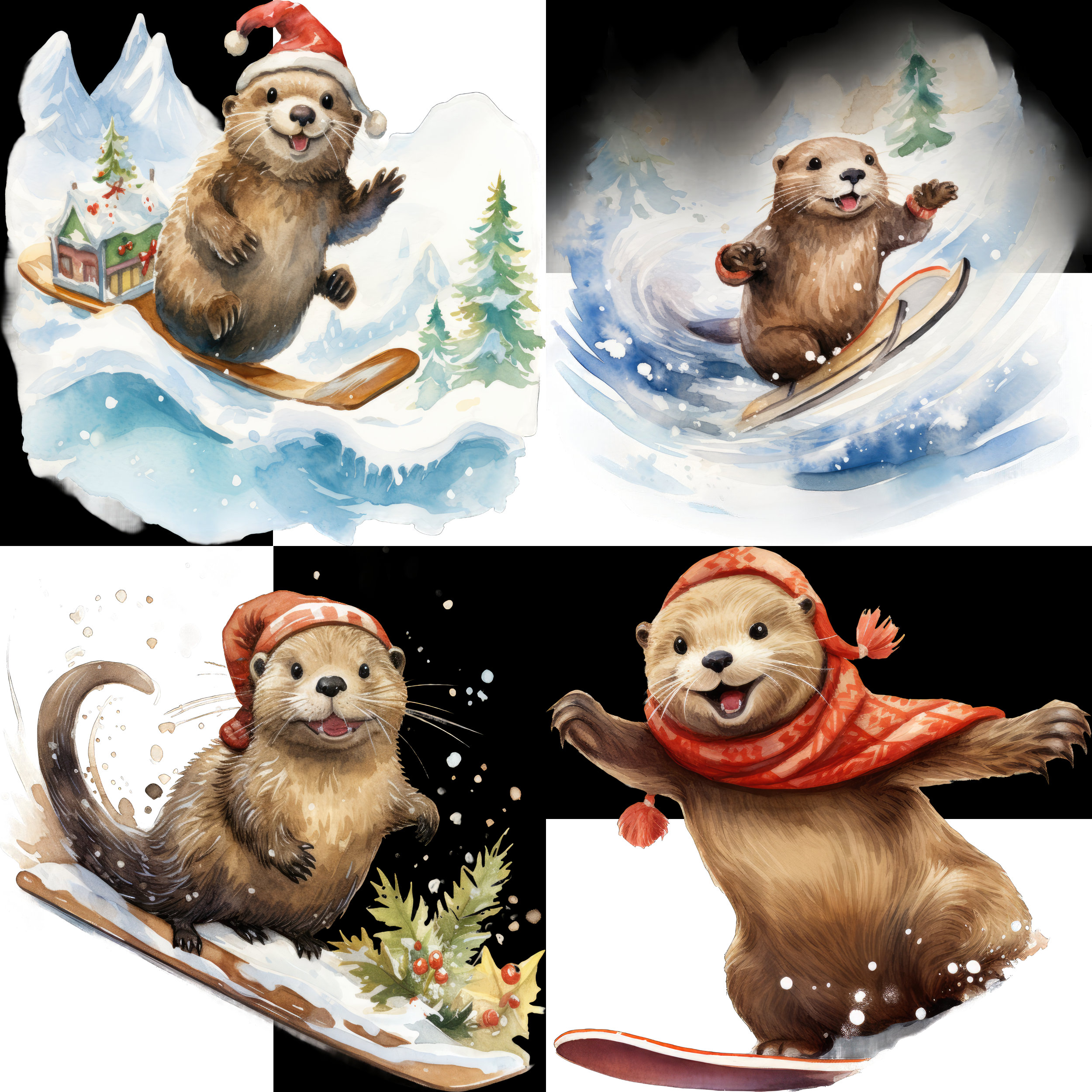 Christmas Festive Otter PNG Clipart,joyful Otter Illustration,christmas ...