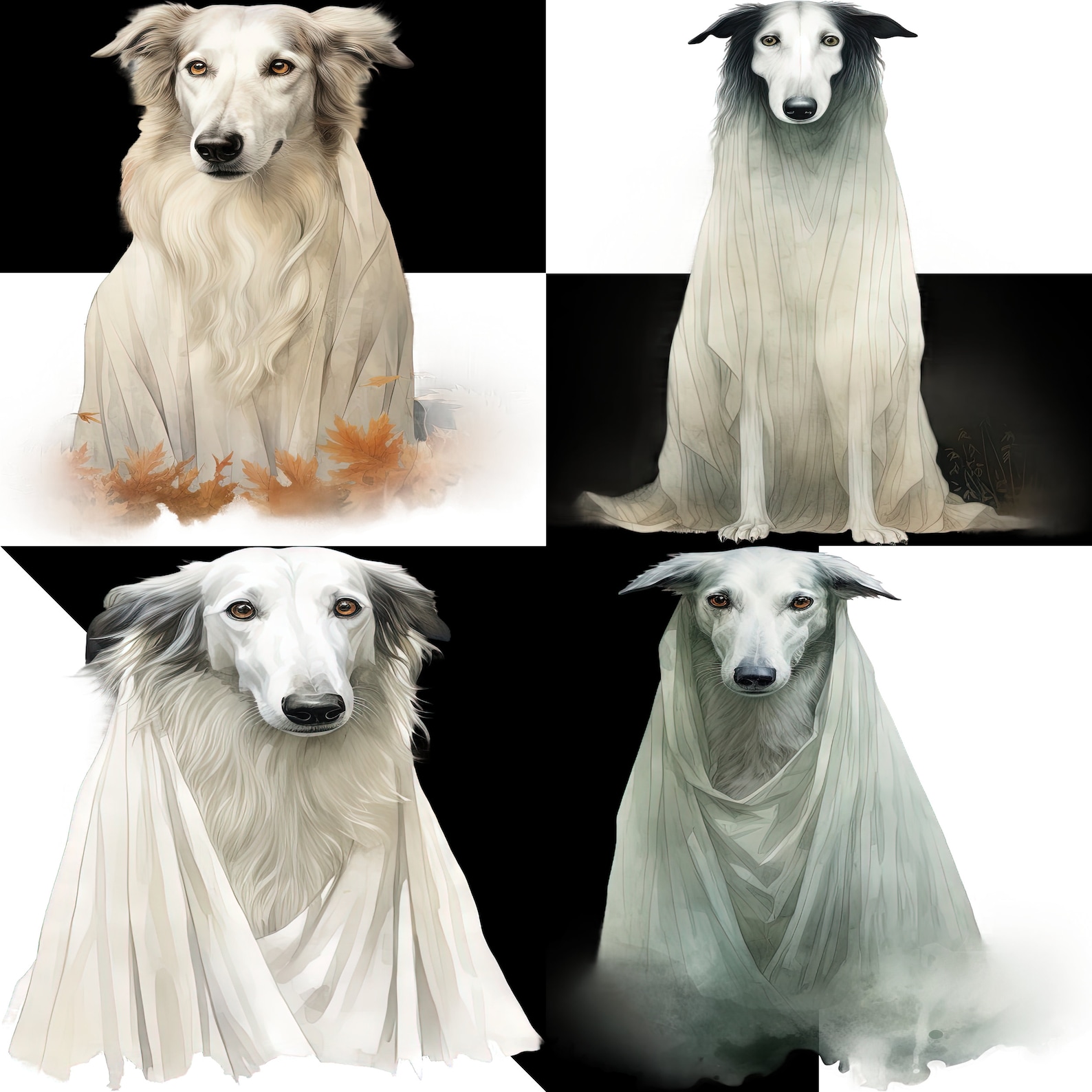 Spooky Borzoi Halloween PNG, Ghost Dog Halloween,eerie Borzoi Halloween PNG Clipart ,creepy Dog ...