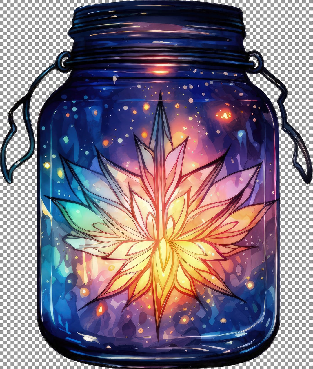 Firefly Jar and Stained Glass Clipart, Clip Art for Men, Design for ...
