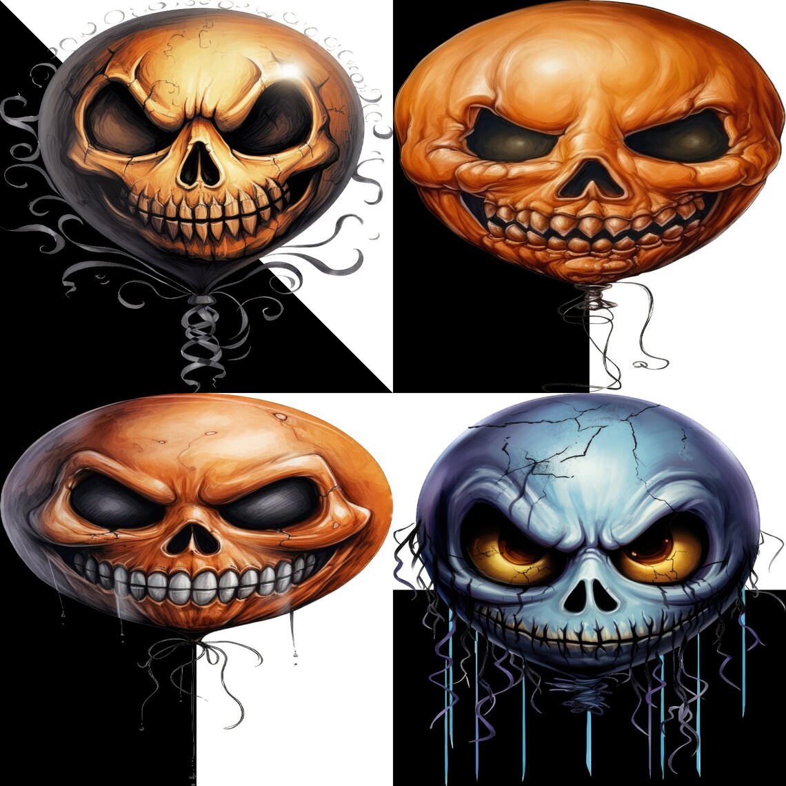 Beautiful Halloween Party Balloons PNG Clipartelegant - Etsy