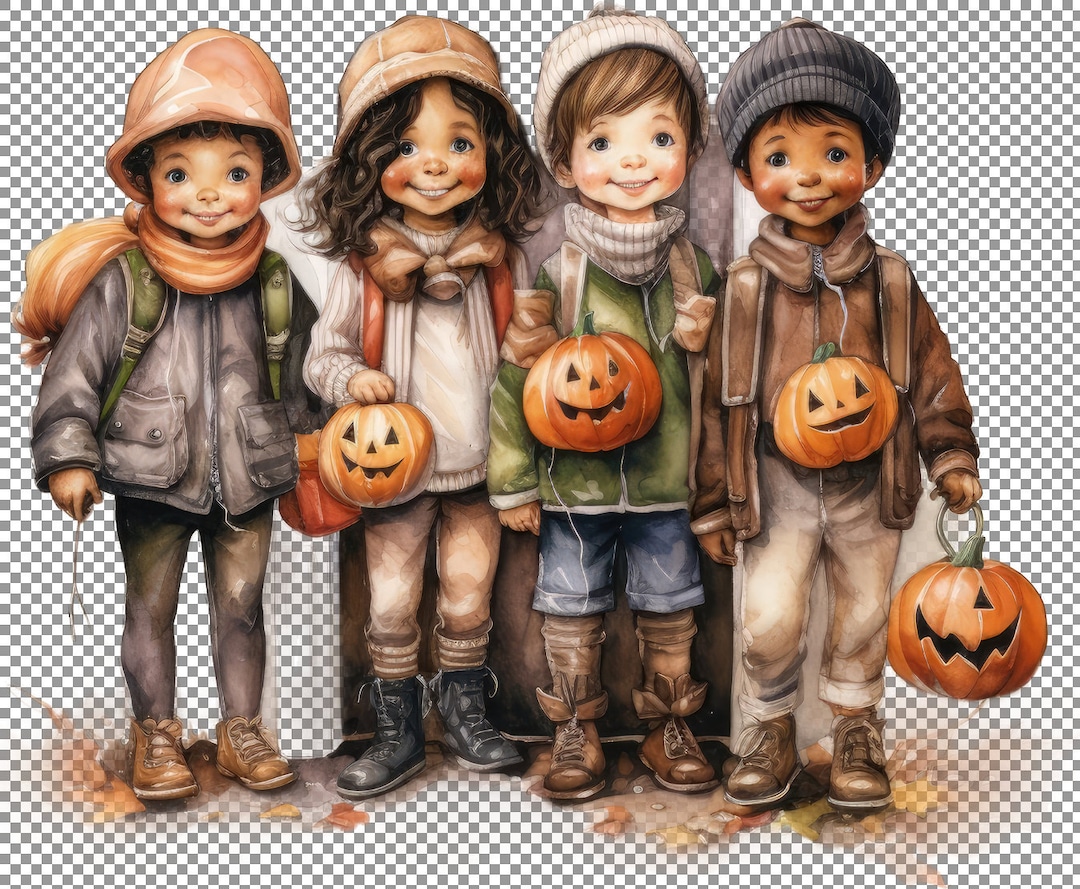 Halloween Kids Clipart, Trick-or-treat Clipart, Pumpkin Clipart, Art ...