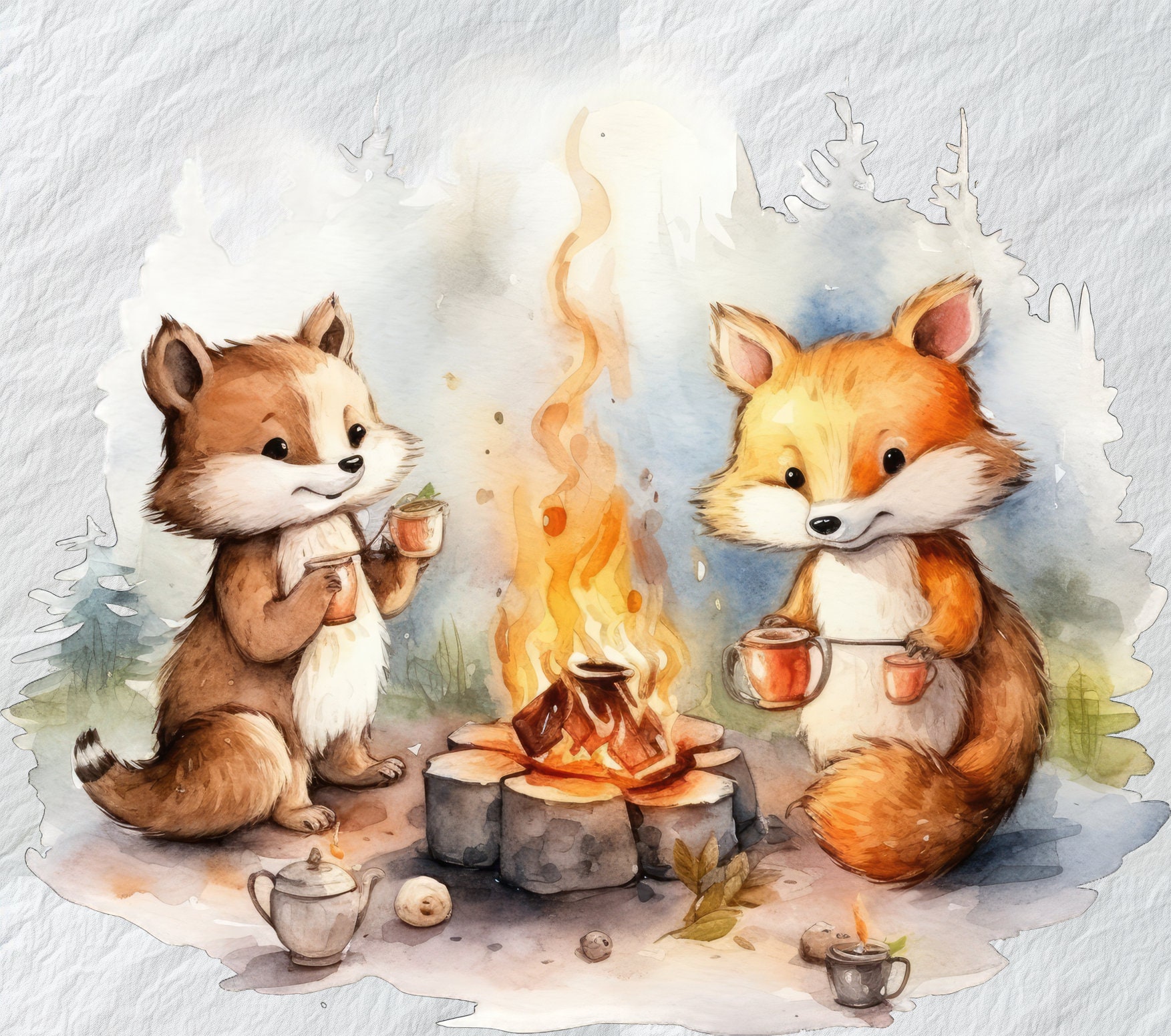 Talking Animals Campfire Clipart,talking Animals Around Campfire, Cute ...