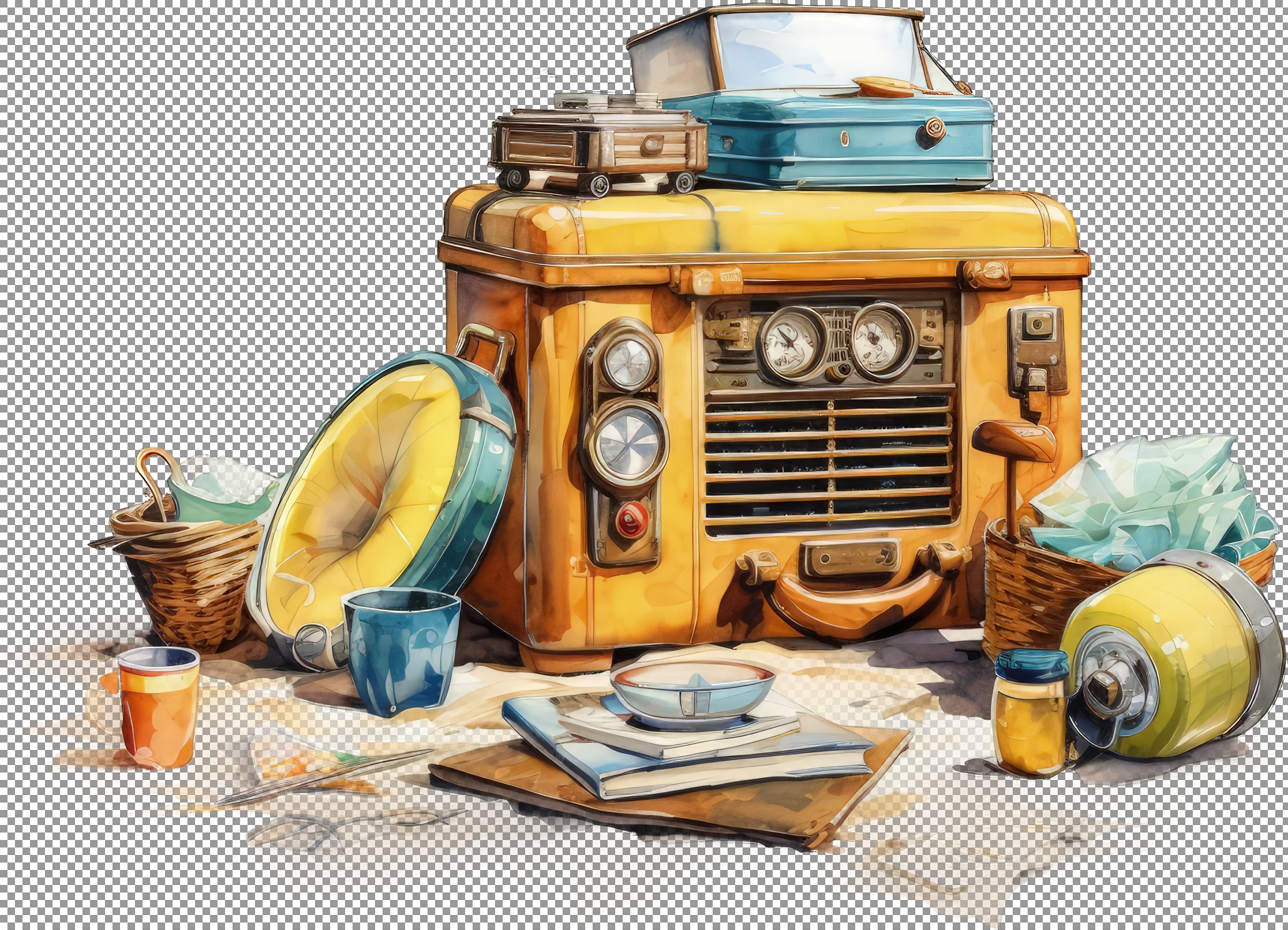 Beachside Radio Days Clipart, Radio Boombox, Retro Music Clipart ...