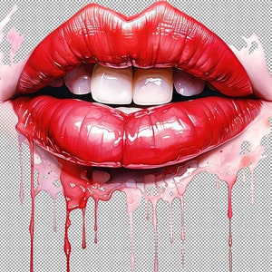 Spirit of Lips Distorted Delight Clipart, Sensual Lipstick Art ...