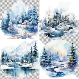 Winter Wonderland Watercolor Clipart, Wall Art for Kids Digital, Print ...