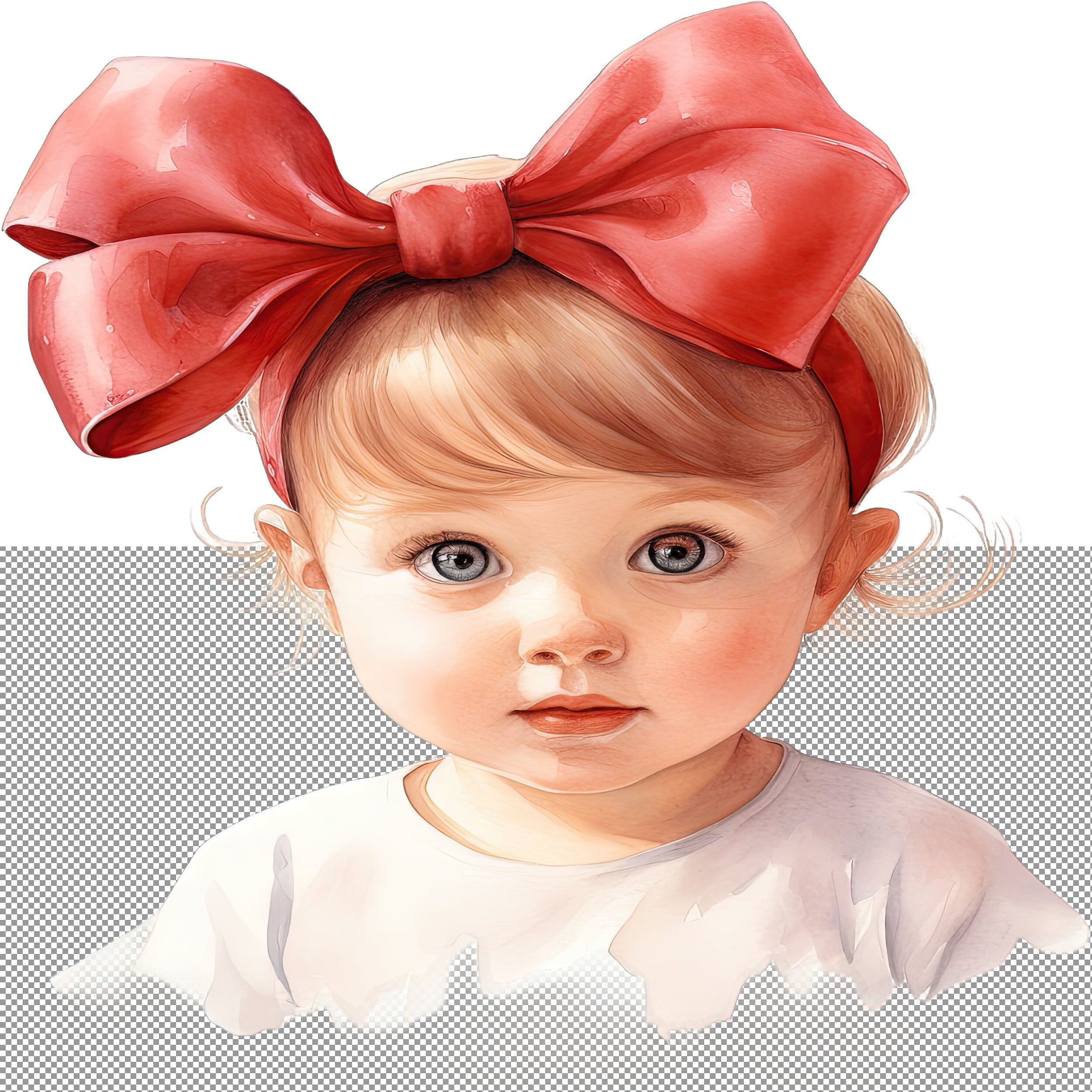 Red Baby Ribbon Clipart, Pastel Watercolor Red Baby Ribbon, Wall Art ...