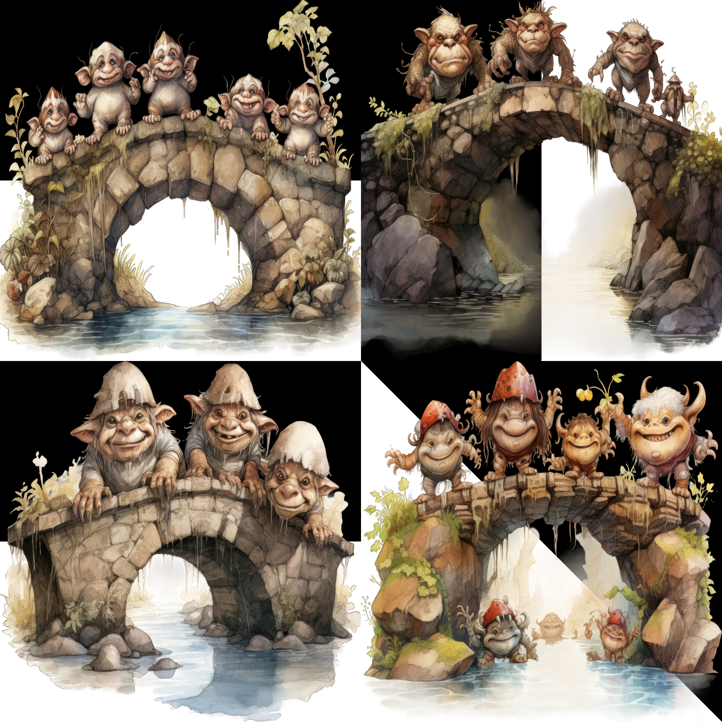 Troll Bridge Clipart, Enchanted Troll Bridge, Fantasy Creature Clipart ...