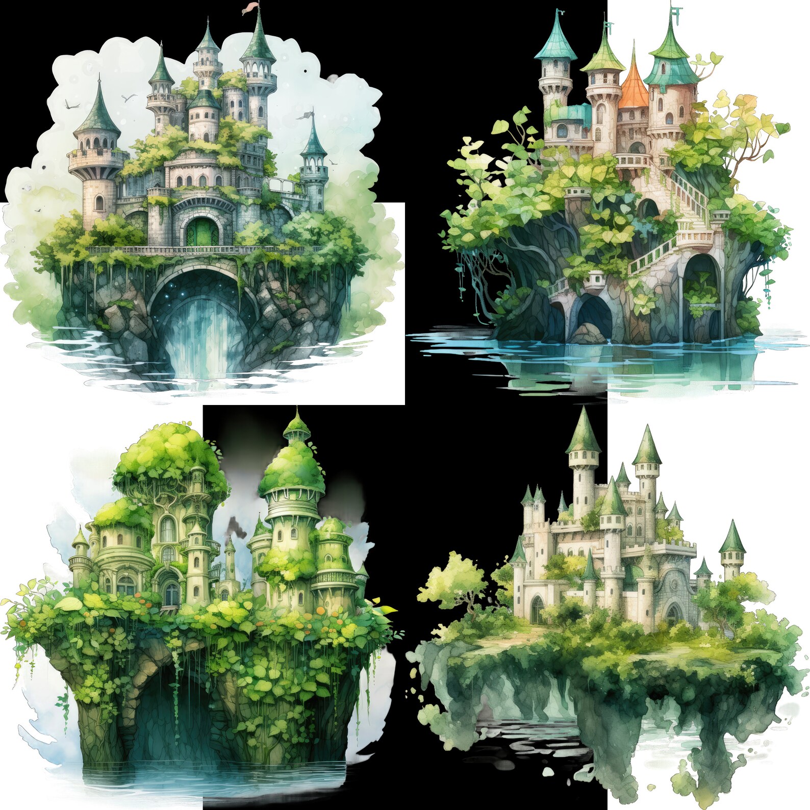 Floating Castle Realm, Fantasy Kingdom Decor, Hand-painted Castle in ...